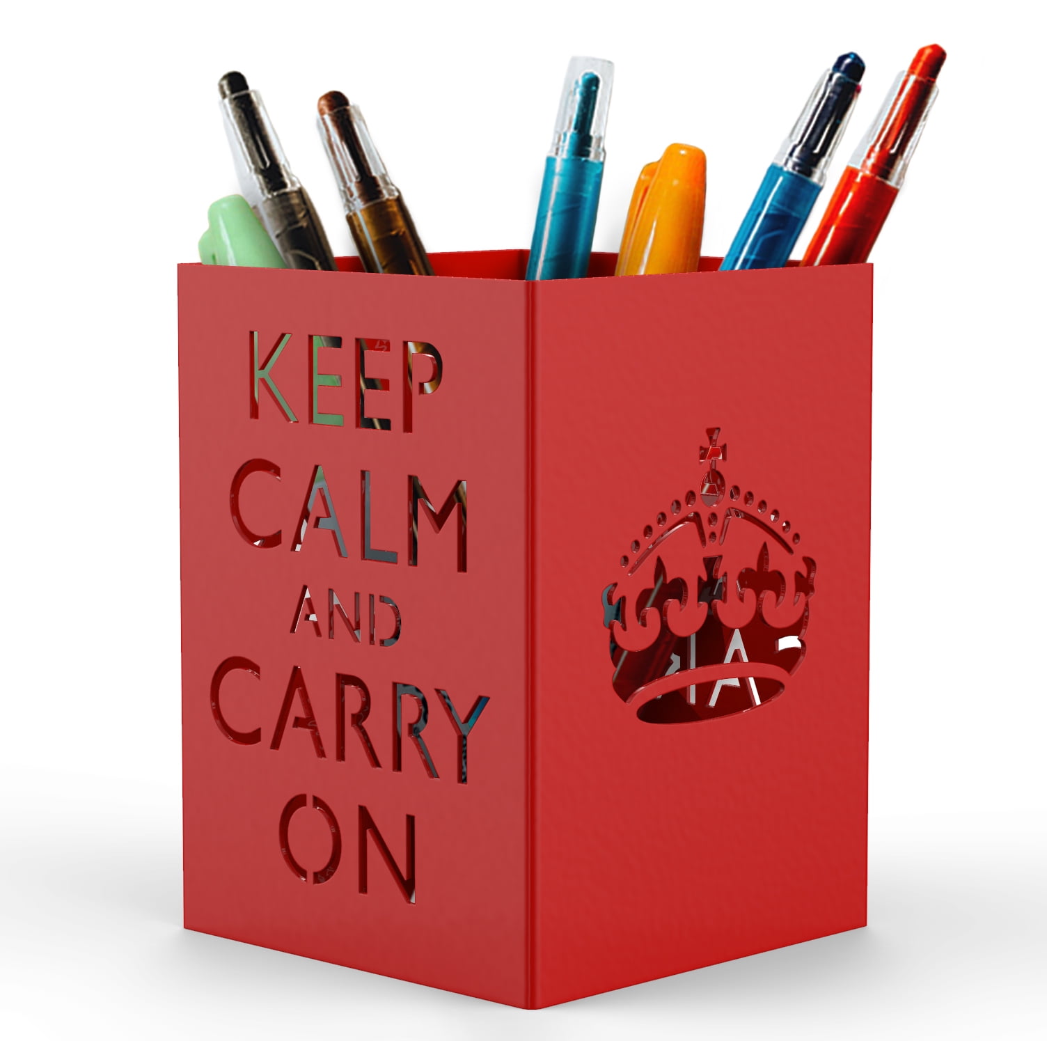 Mango Steam Metal Pen Holder, Stand for Desk (Keep Calm, Red) - Walmart.com