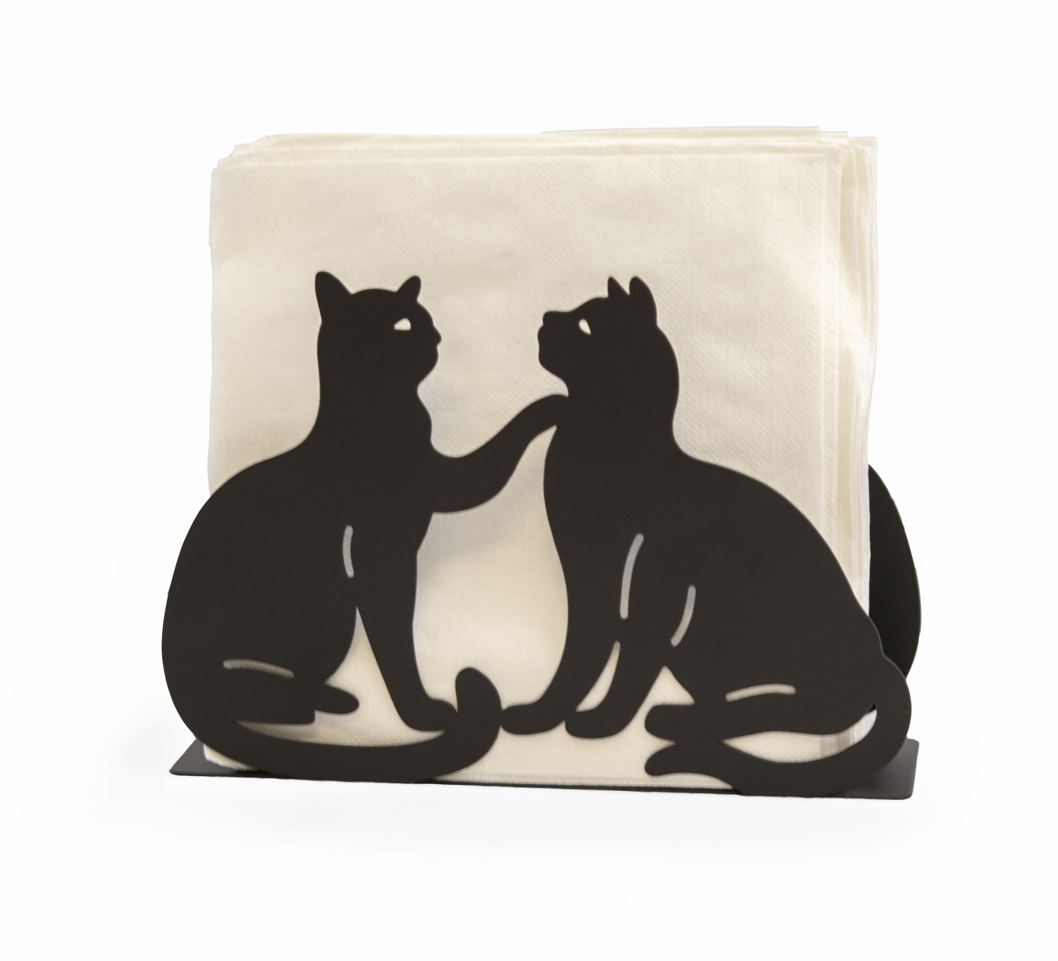 "Mango Steam Kitchen Cat Napkin Holder, Metal Tabletop - Black, 6"" L x ...
