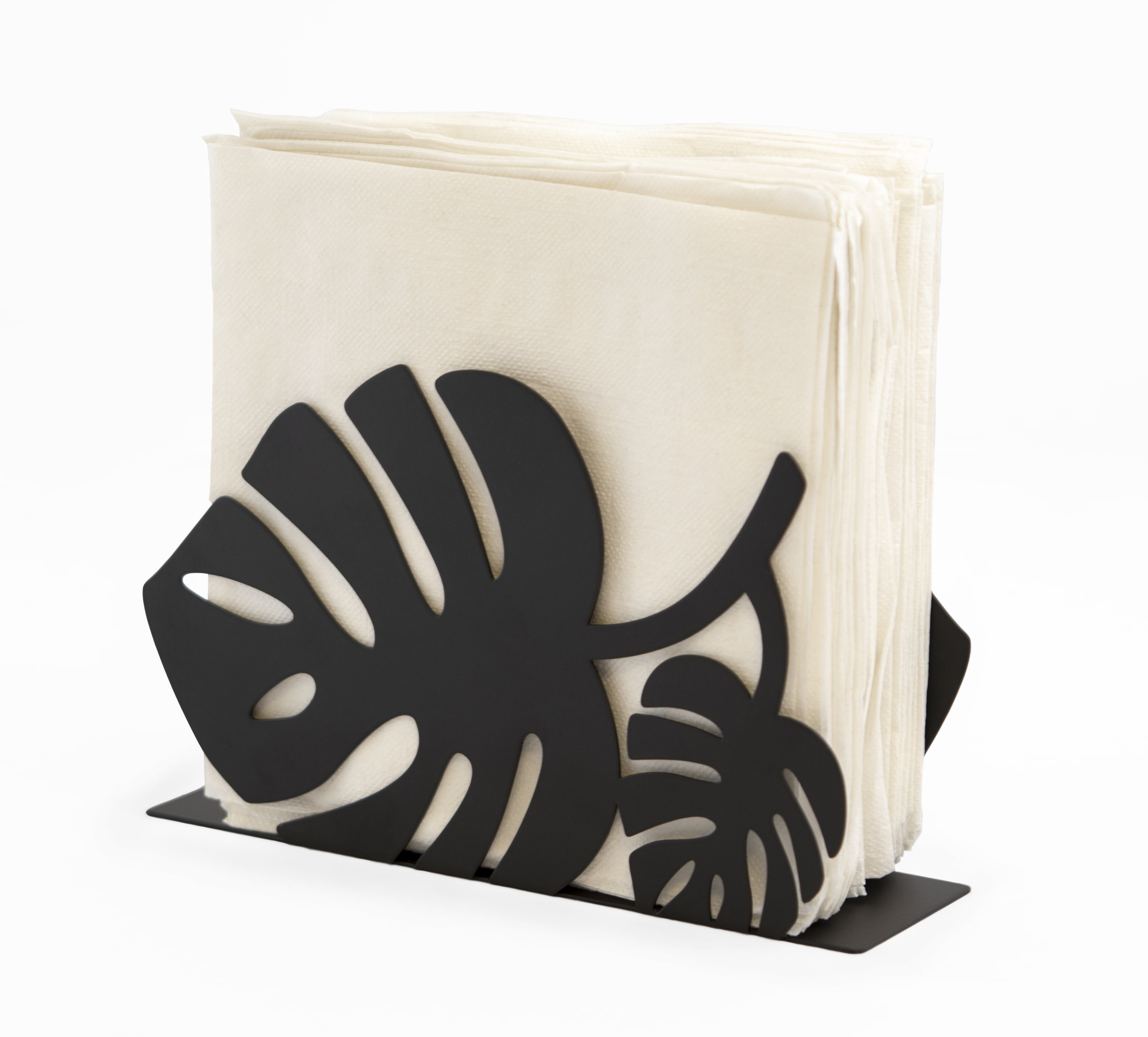 Mango Steam Metal Tabletop Napkin & Letter Holder - Leaf, Black (6" L x ...