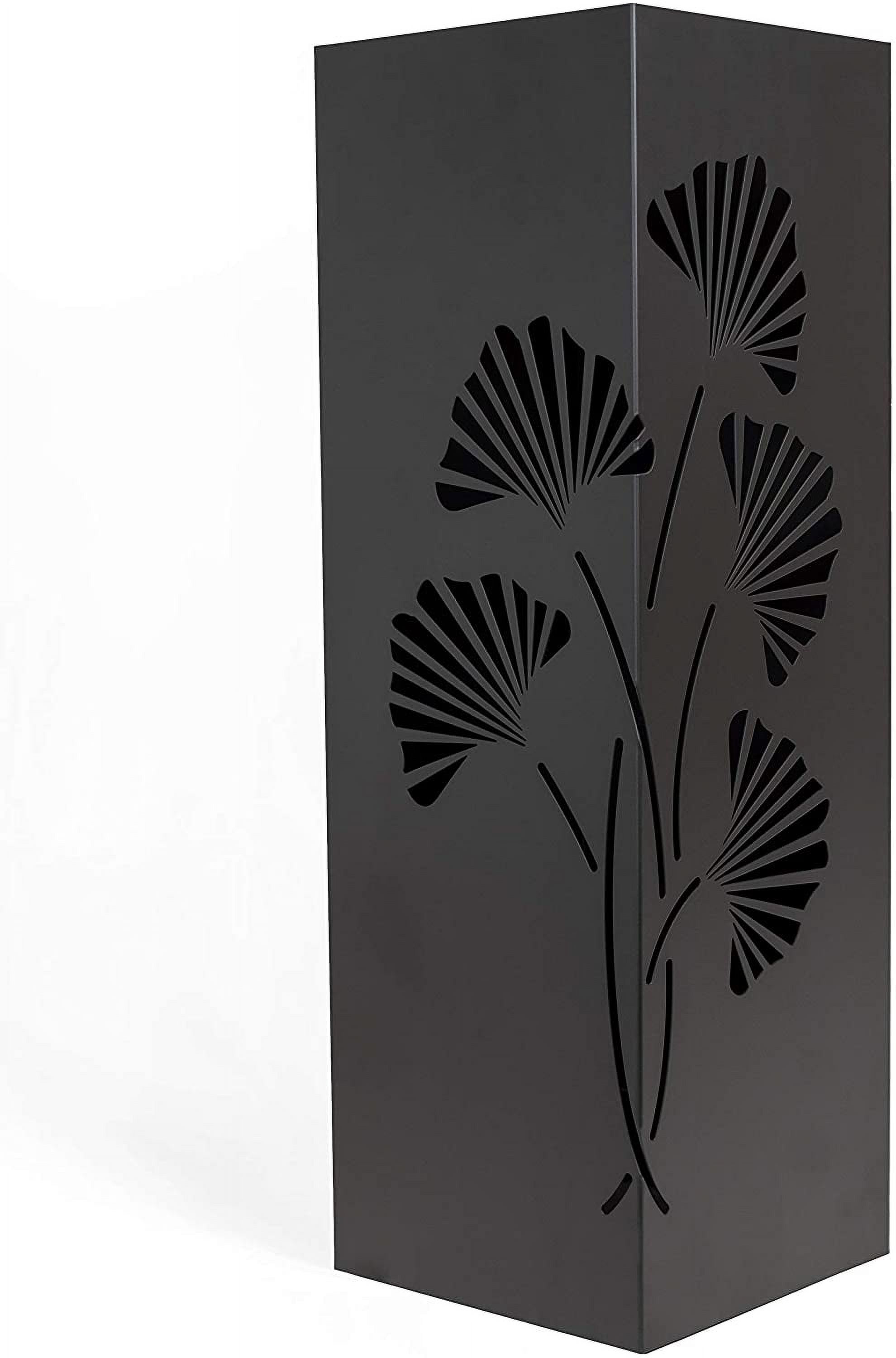 Mango Steam Modern Tall 21.75" Ginkgo Leaf Square Metal Umbrella Holder ...