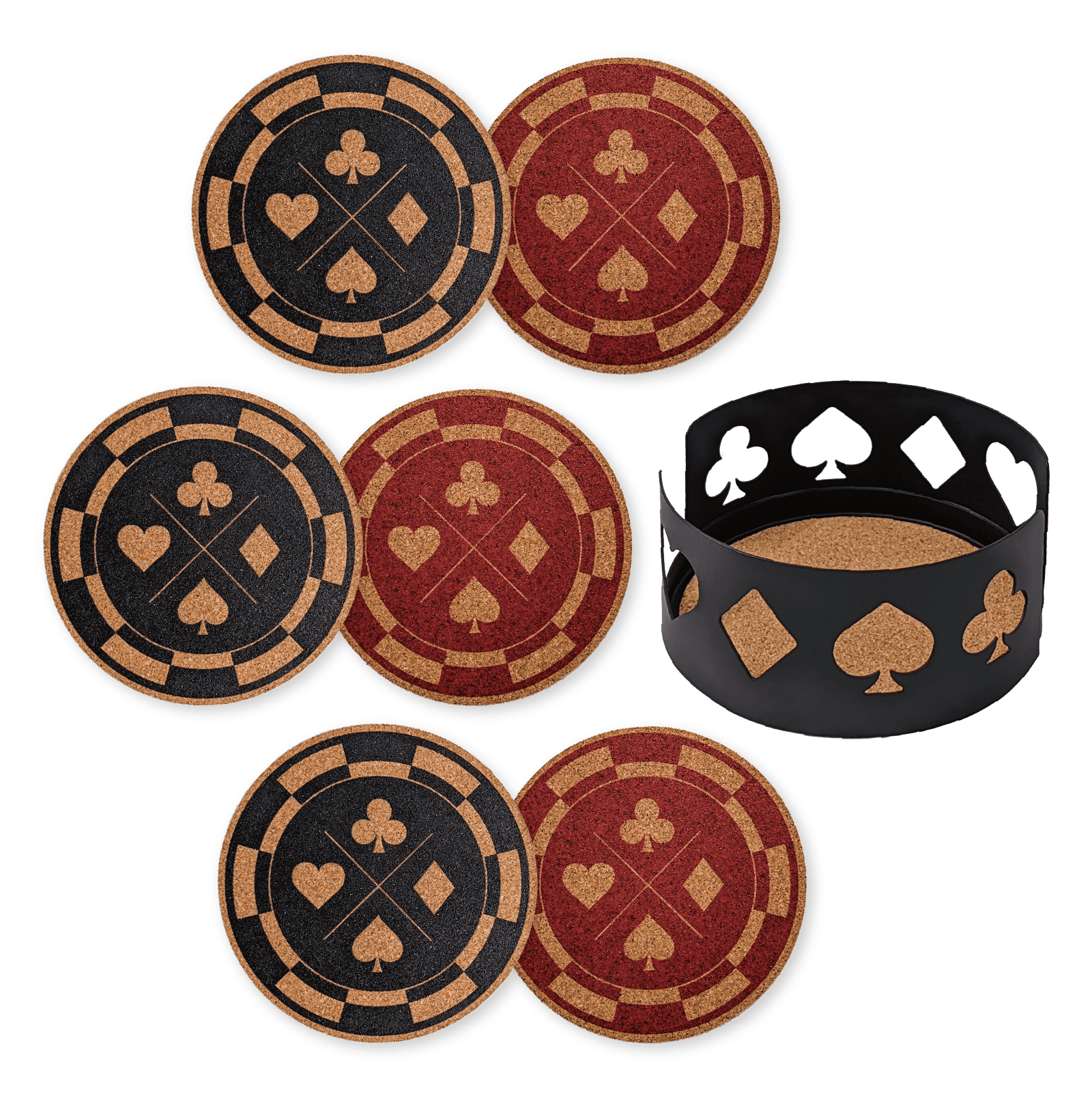 Mango Steam Set of Six Poker Chip Cork Coasters with Decorative Coaster ...