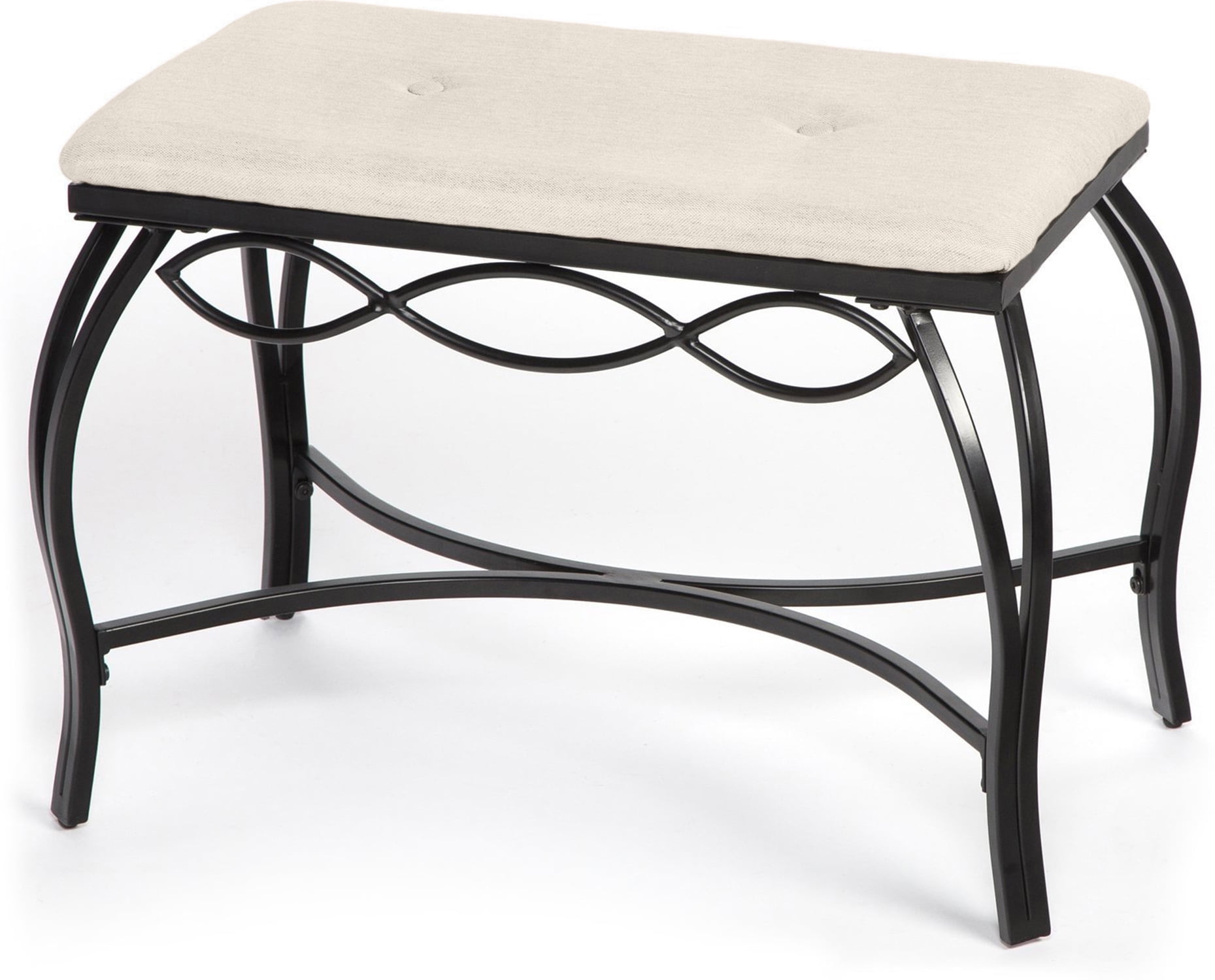 "Mango Steam White Cream Metal Shoe Bench - Vanity Seat for Dressing ...