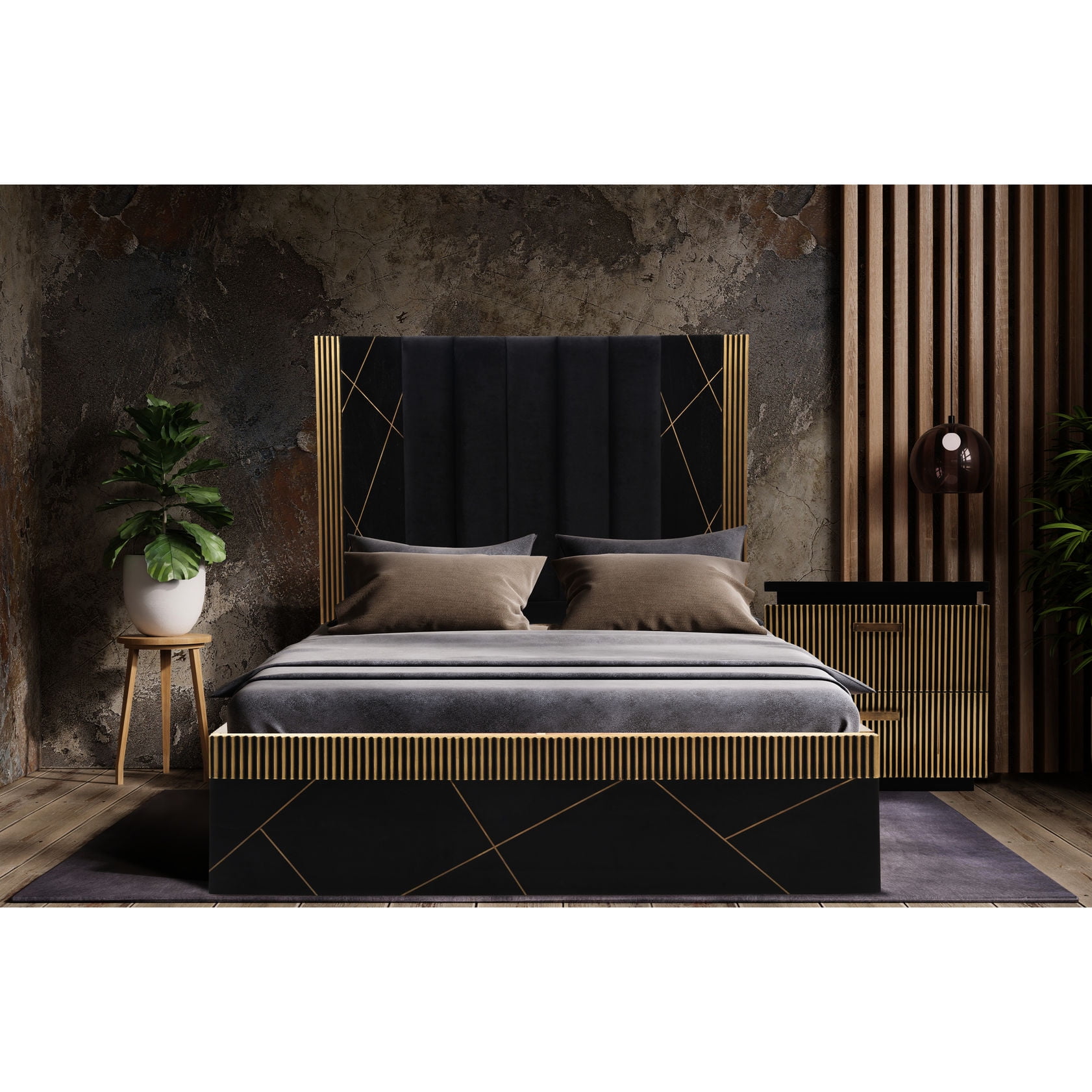Mango Wood Bed with Handmade Brass Cladding / Durable Bedroom Piece ...