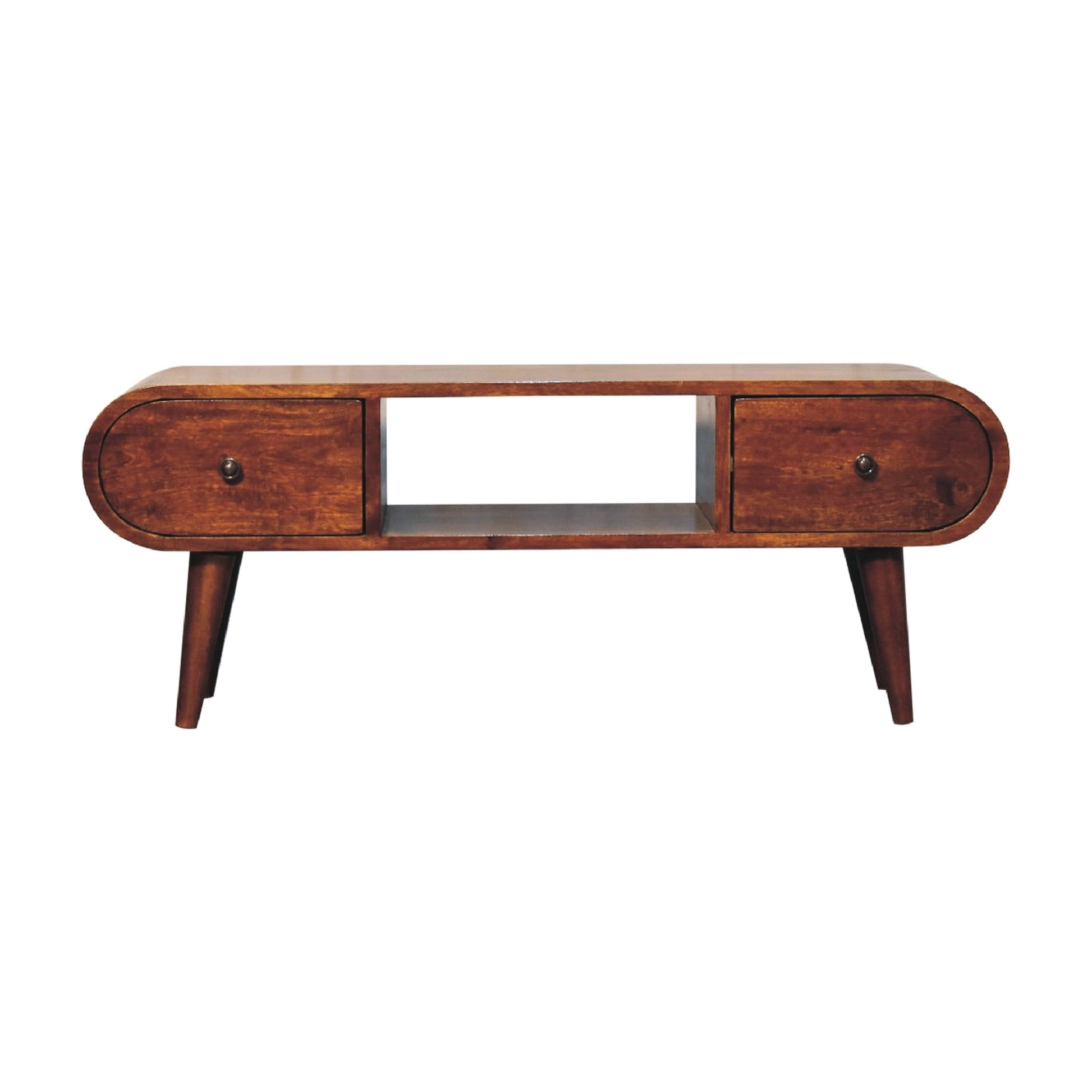 Mango Wood Chestnut Tv Console With 2 Somewhat Smaller Drawers And ...