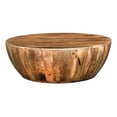 Saltoro Sherpi - Solid Mango Wood Drum Style Coffee Table, Dark Brown ...