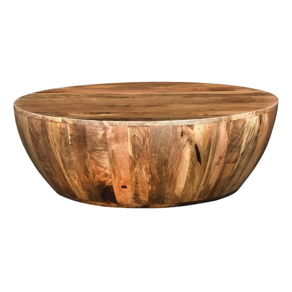 Saltoro Sherpi - Solid Mango Wood Drum Style Coffee Table, Dark Brown ...