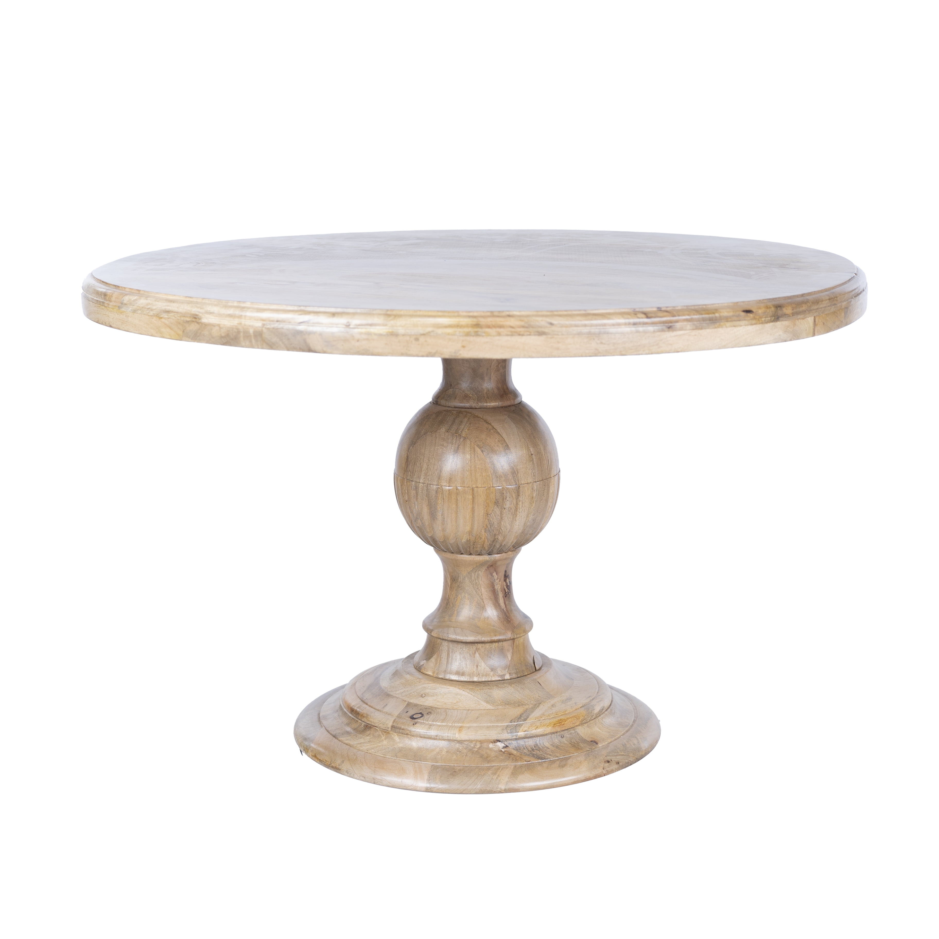 Mango Wood Round Dining Table - Pedestal Base - Mango Teak Finish - 48 ...