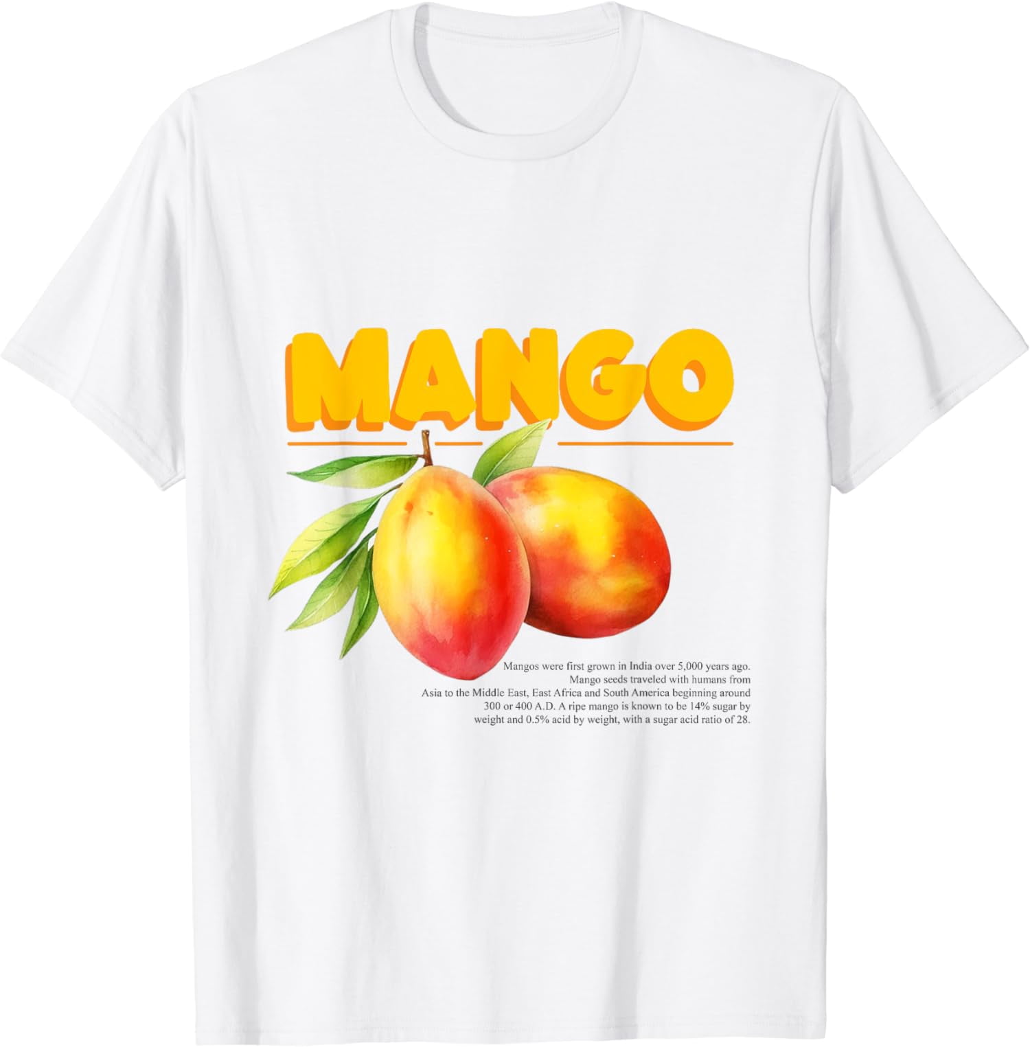 Mango print, summer, fruits, exotic, smoothie, healthy T-Shirt ...