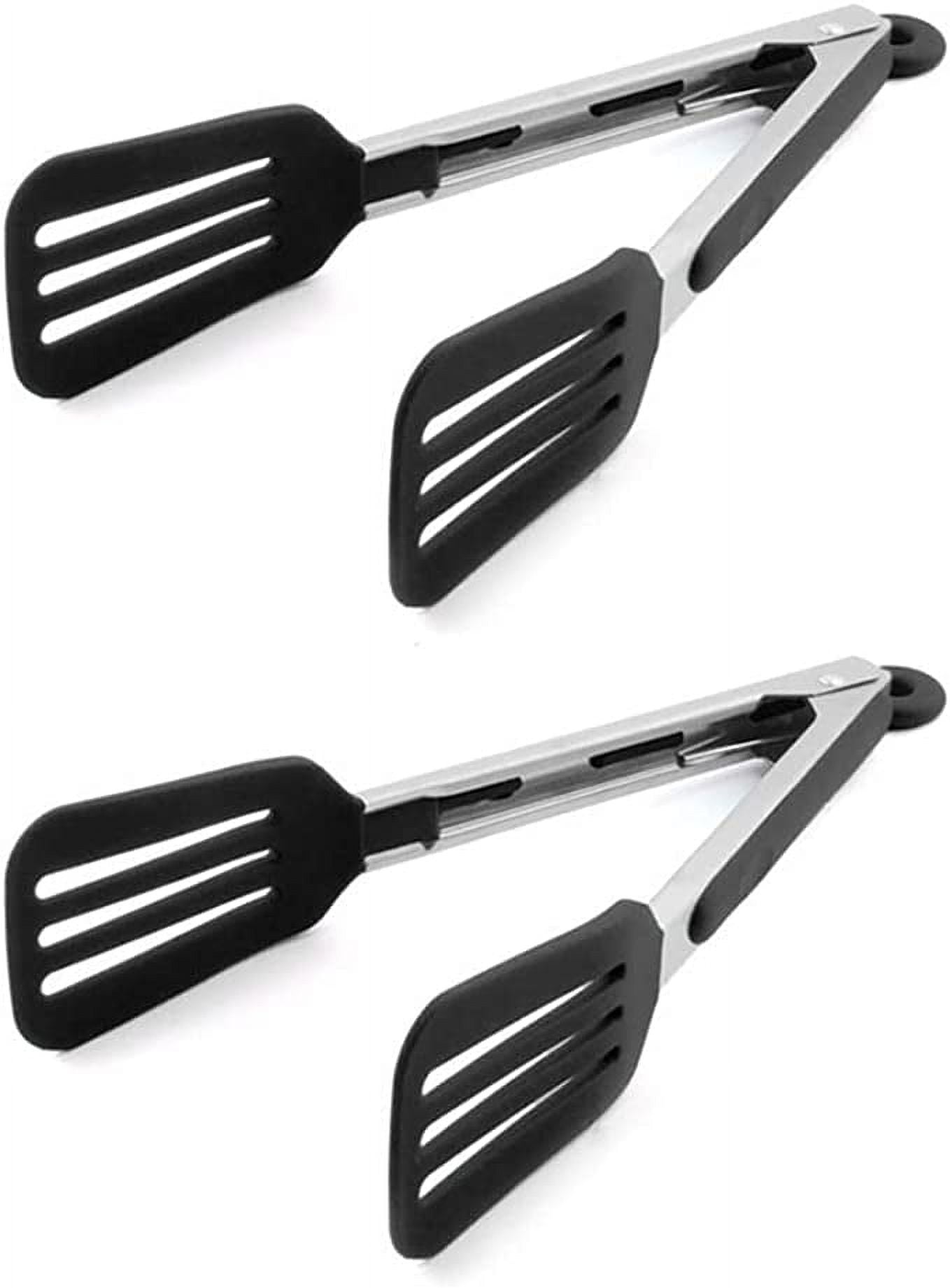 Walmart 2-Pack 9'' Stainless Steel Silicone Tongs: Heat Resistant Grill ...