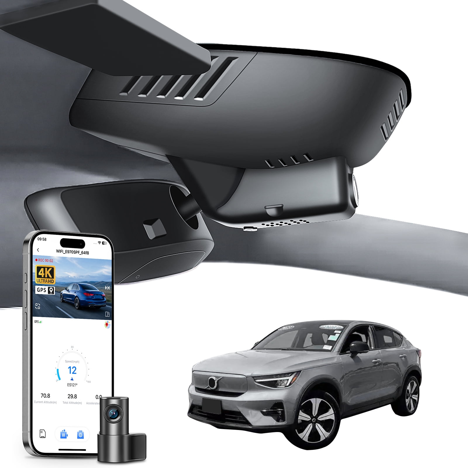 Mangoal Dash Cam 4K Front and Rear 1080p Starvis Sensor Fit for Volvo ...