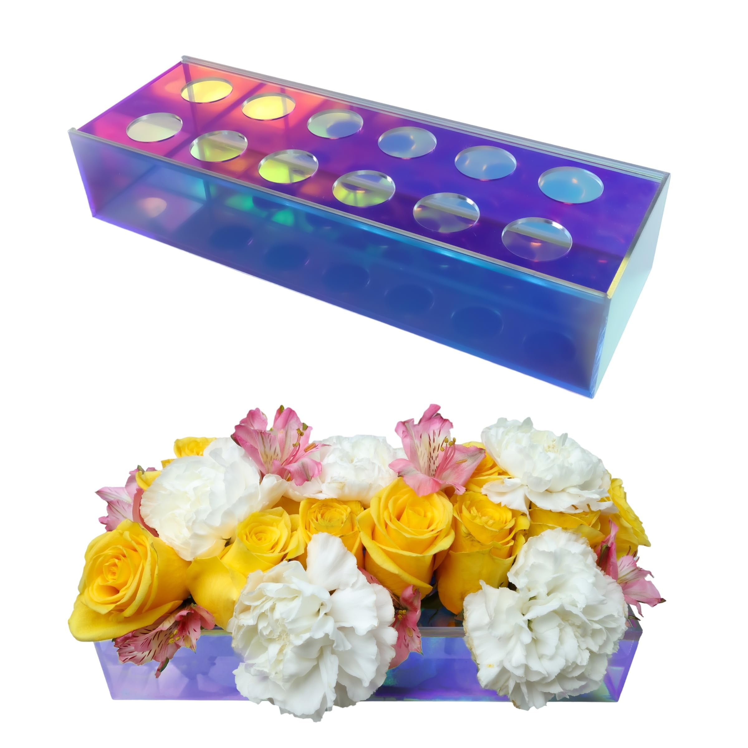 Mangoasis Acrylic Flower Vase Rectangular - 12-inch Iridescent Acrylic ...