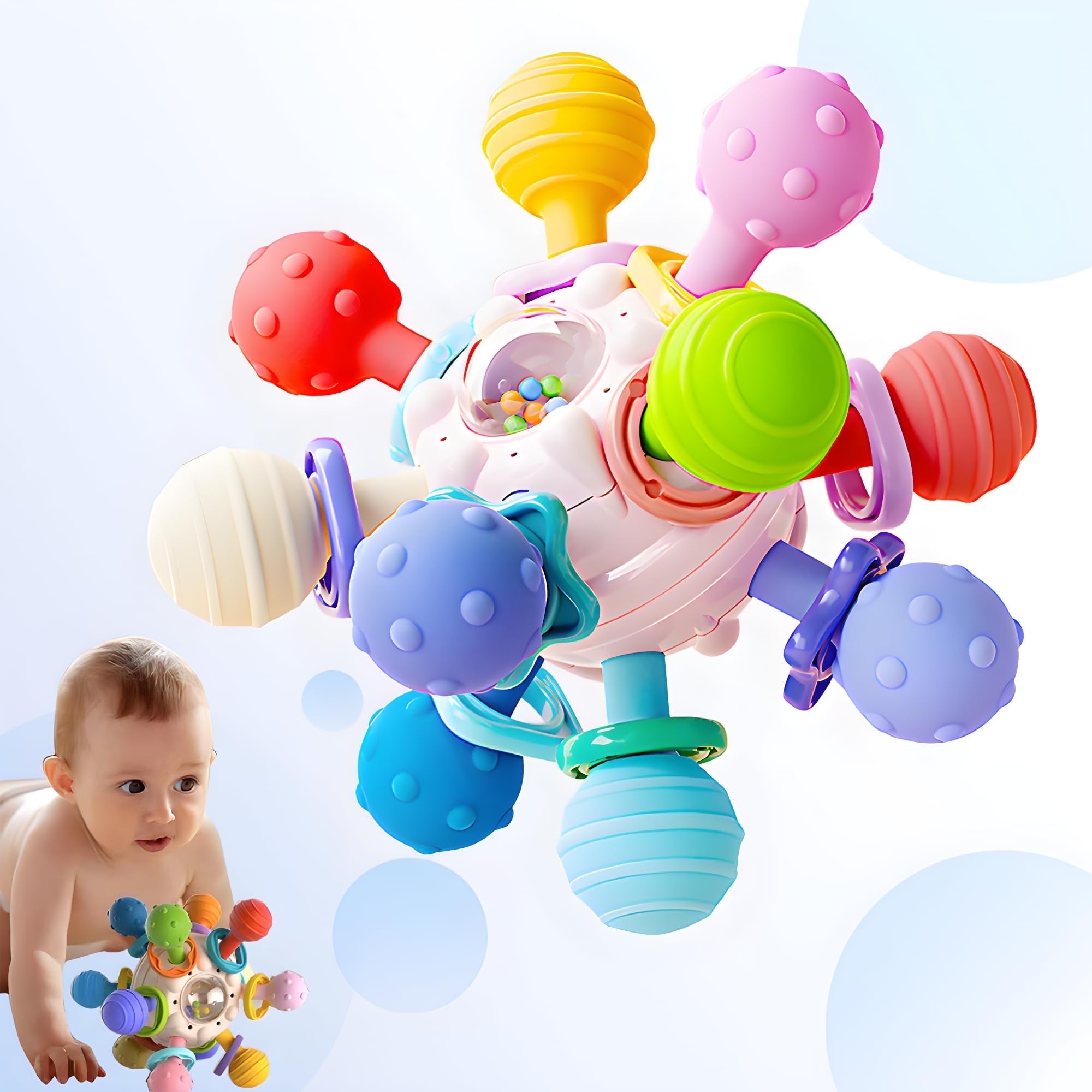 MANGOBOB Sensory Teething Toys for Infants 12 Vibrant Colors Textures ...