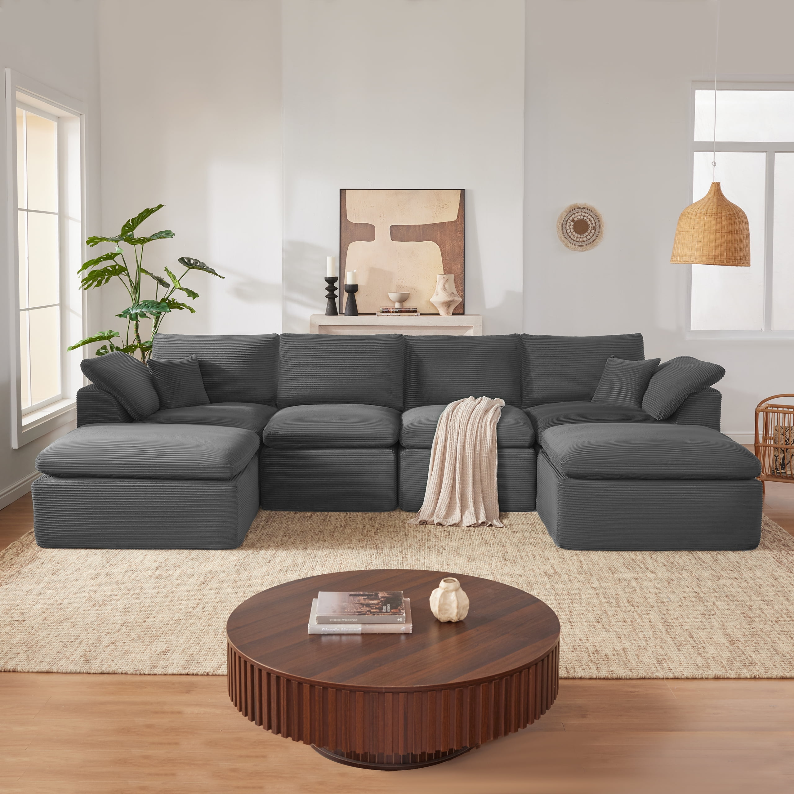 Mangodan 141" U shaped Cloud Sectional Boneless Couch, Modular ...