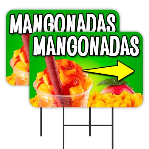 Mangonadas 2 Pack Yard Signs 16" x 24" - Double-Sided Print, with Metal ...