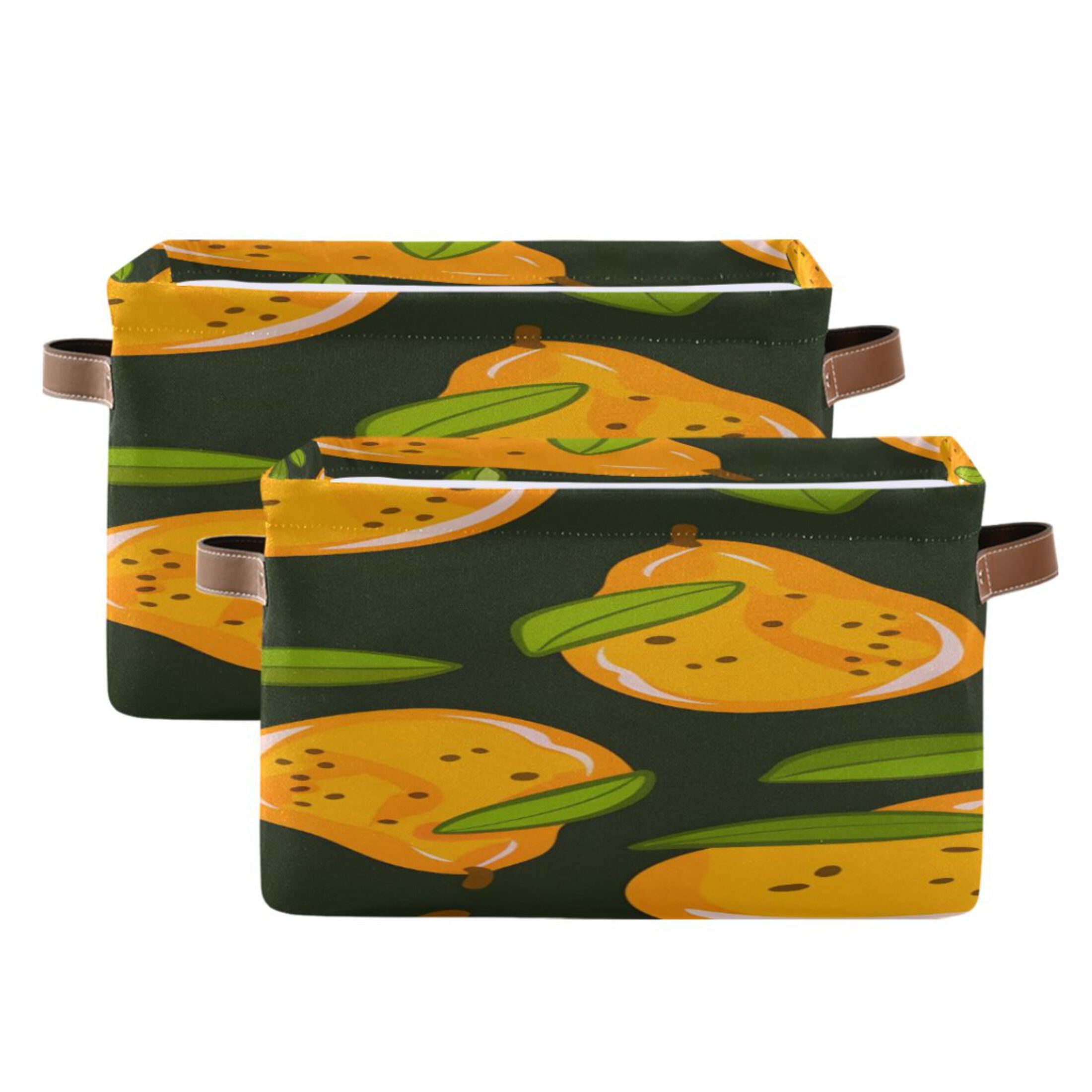 Mangos and Leaves Square Storage Bins with Handles Collapsible ...