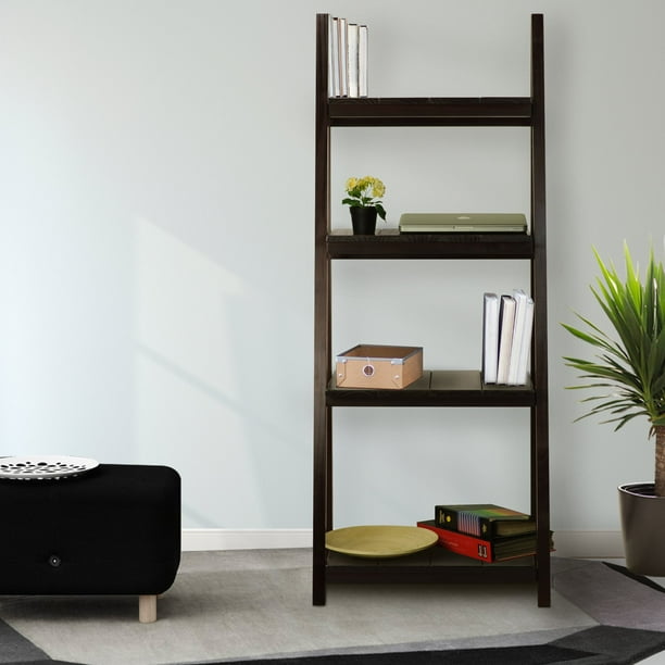 Manhasset Slatted 4-Shelf Folding Bookcase-Espresso - Walmart.com
