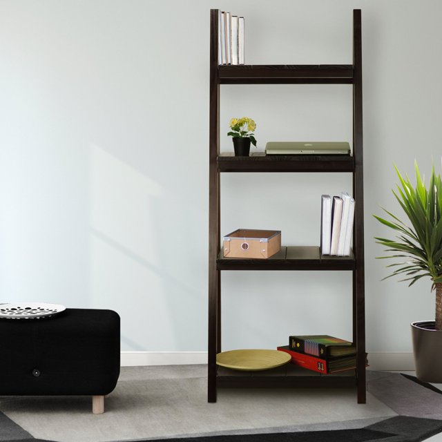Manhasset Slatted 4-Shelf Folding Bookcase-Espresso - Walmart.com