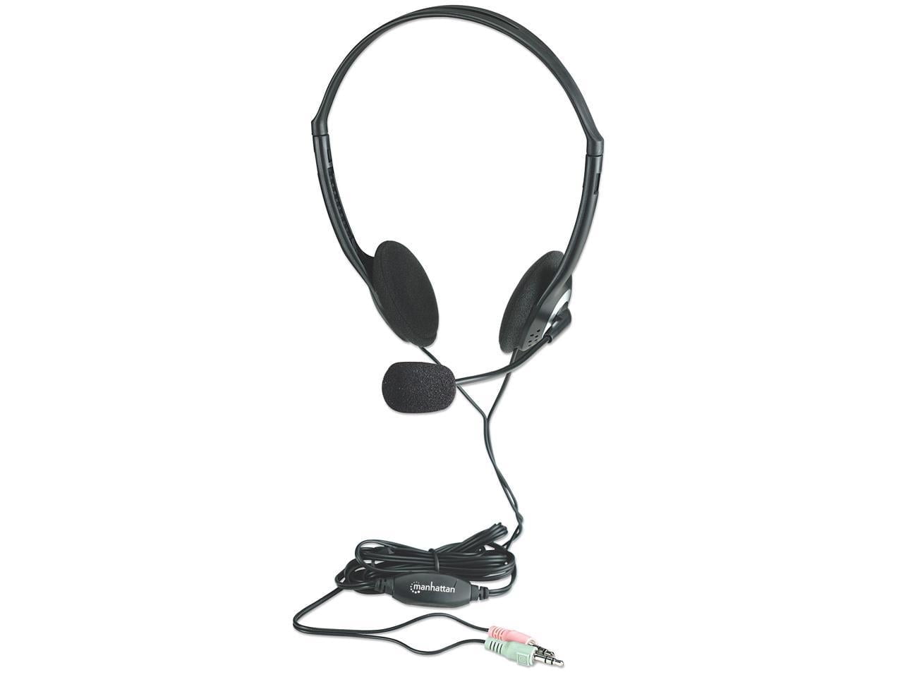Manhattan Stereo Headset, 3.5mm Wired Audio, Foam Cushions, Mic, Laptop ...