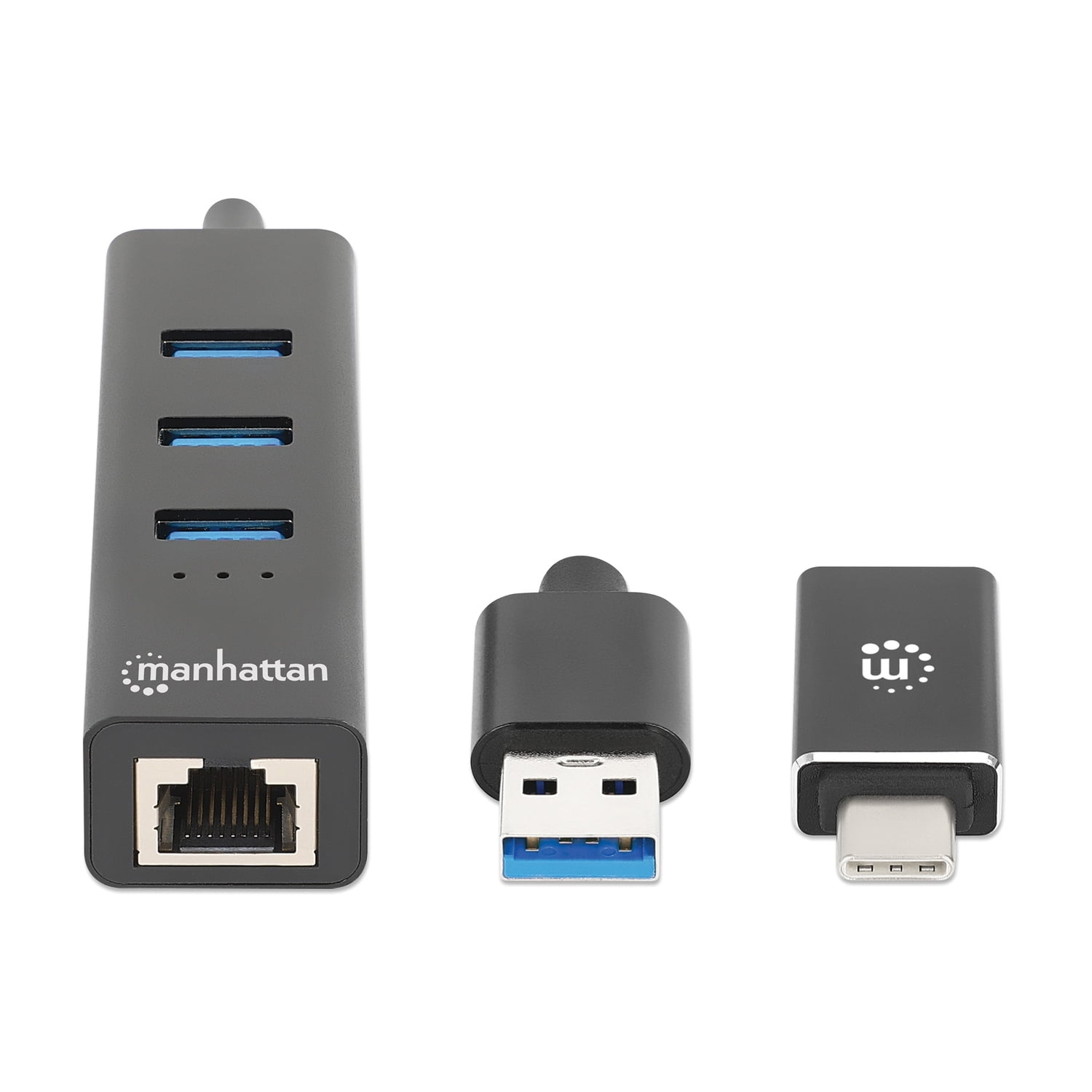 Manhattan 3-Port USB 3.0 Type-C/A Combo Hub with Gigabit Ethernet ...