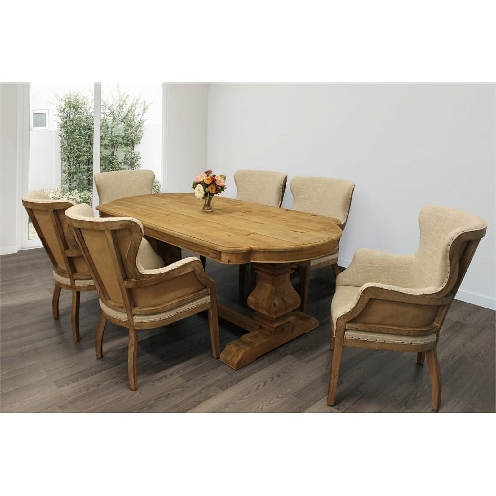 Manhattan Beach 7-Piece Dining Set with 84" Dining Table 6 Natural ...