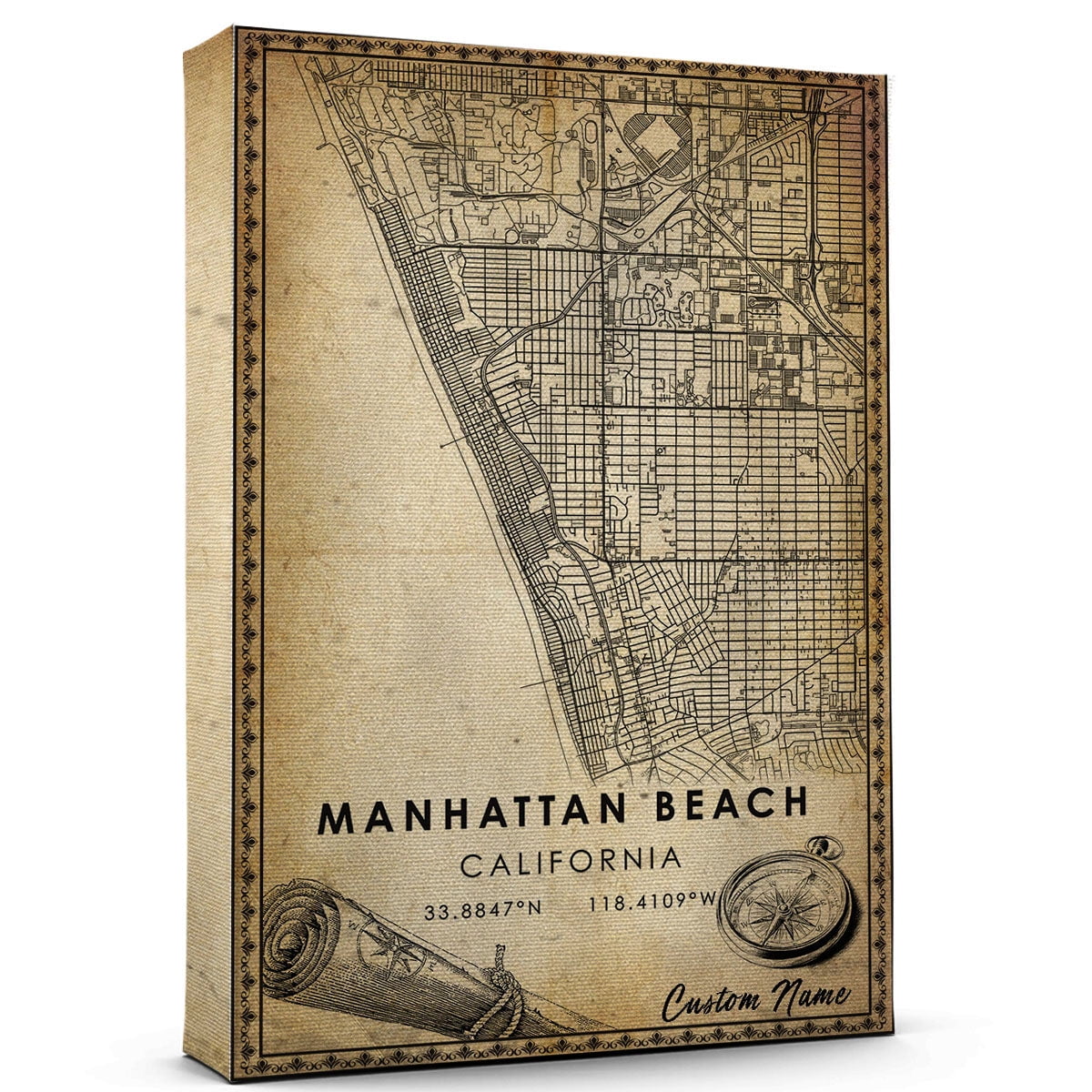 Manhattan Beach Map Poster, California Map Art Poster, Canvas, Manhattan Beach Map City vintage ...