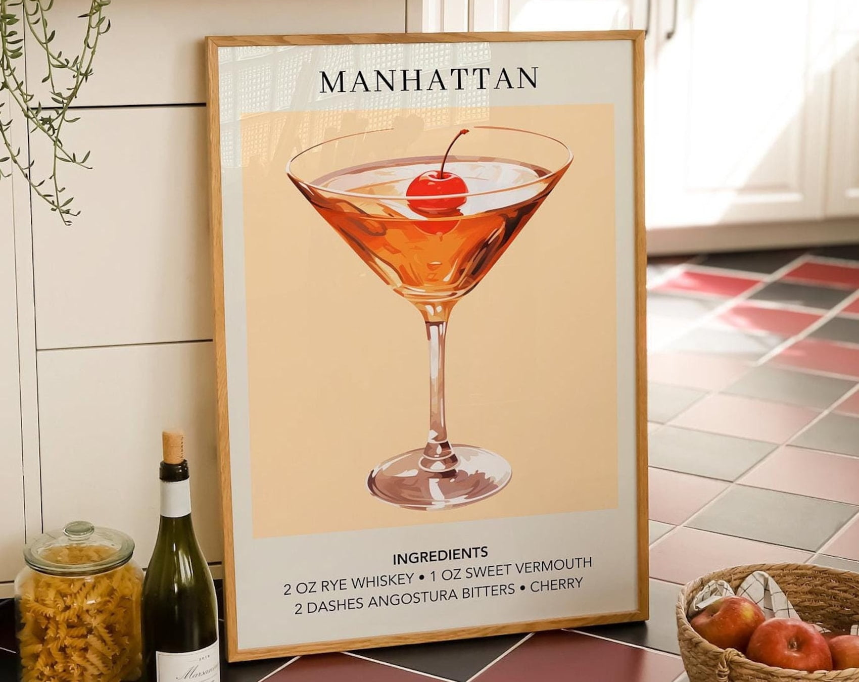 Manhattan Cocktail Art Print | Trendy Whiskey Cocktail Poster | Wedding ...