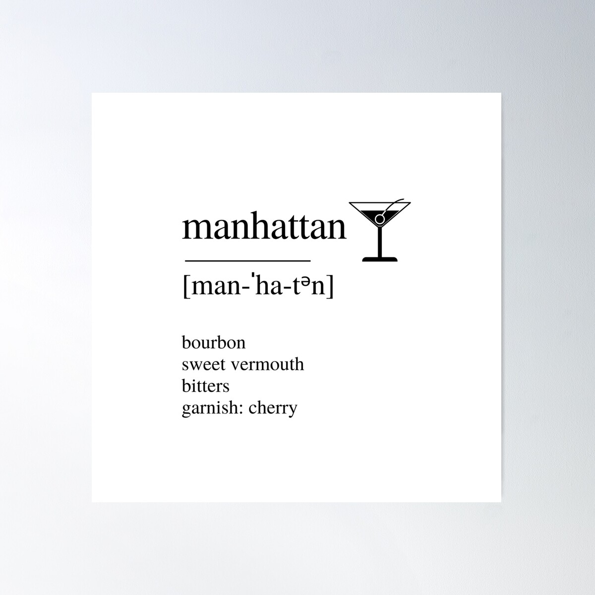 Manhattan Cocktail Poster Wall Art, Modern Wall Decor For Living Room ...