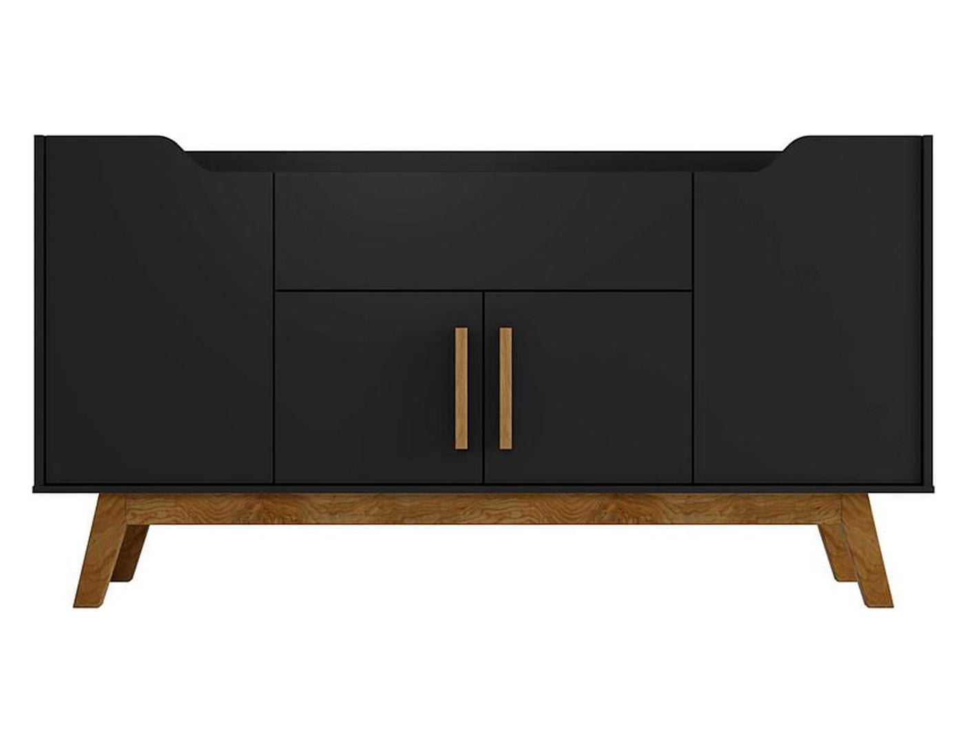 Manhattan Comfort Addie 5 Shelves Engineered Wood Sideboard in Black ...