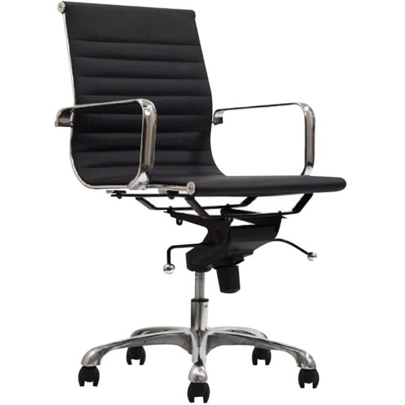 Manhattan Comfort Delancey Mid-Back Adjustable Office Chair in Black ...