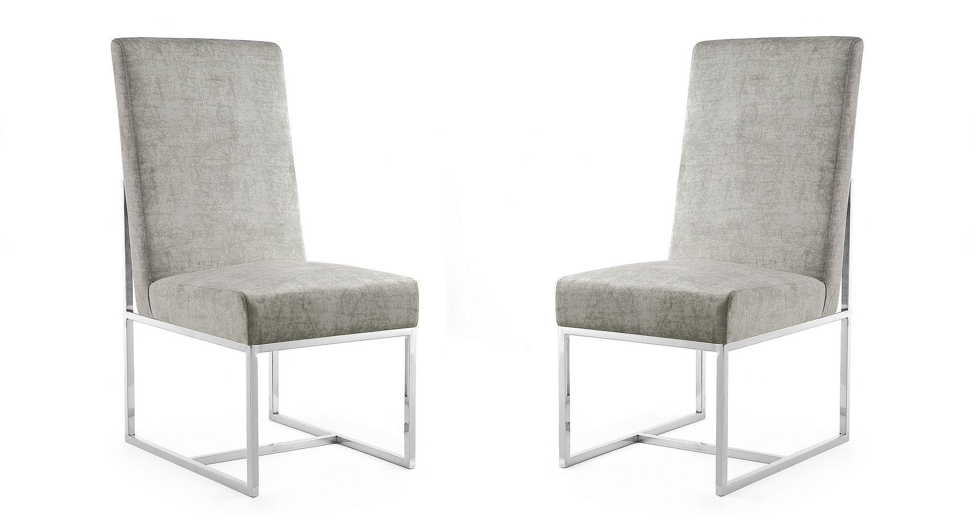 Manhattan Comfort Element 18.9" Velvet Dining Chair in Steel Gray (Set ...