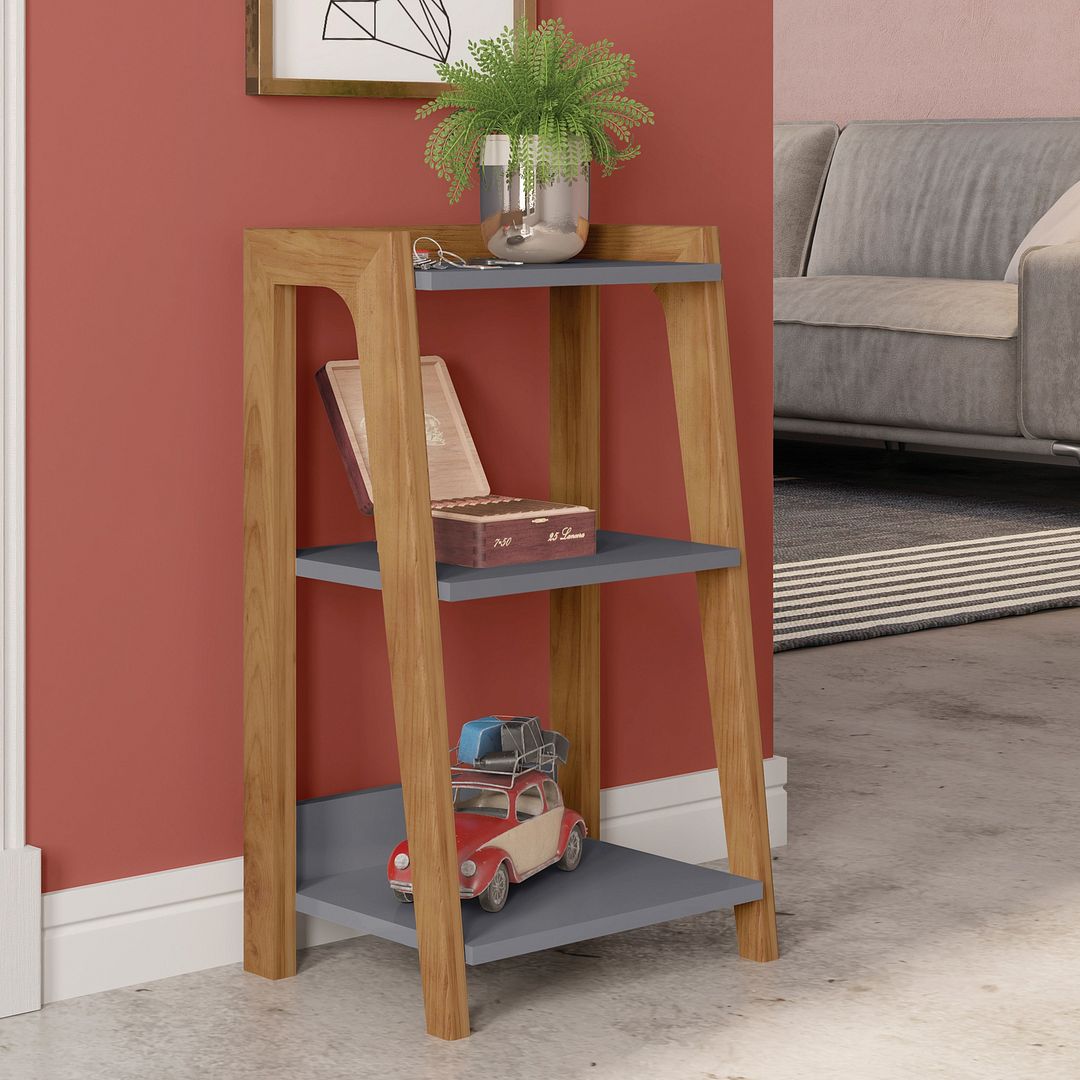 Manhattan Comfort Gowanus Modern Ladder Side Table with 3 Shelves in ...