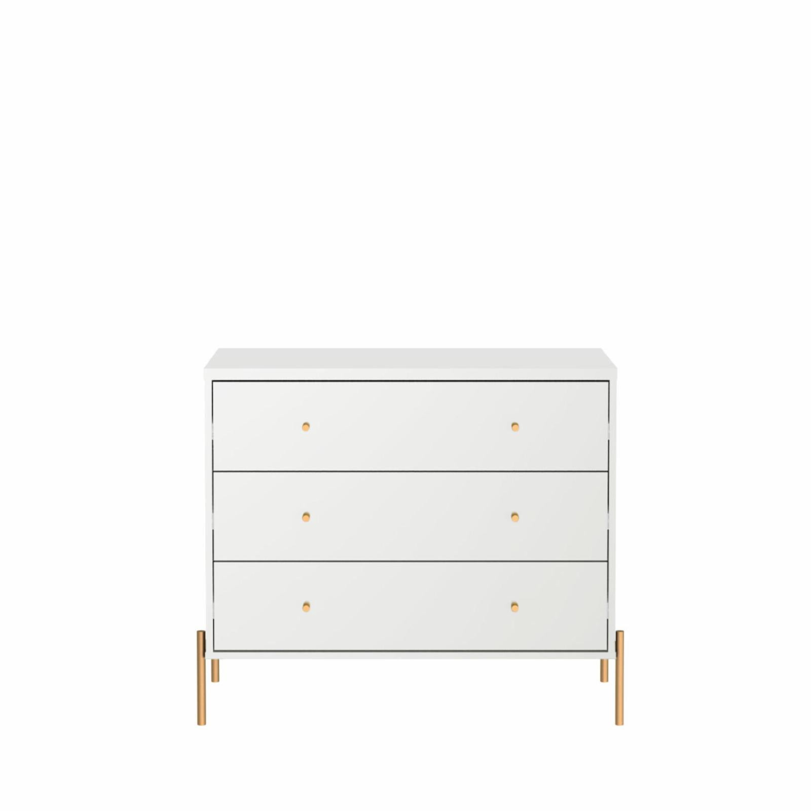 Manhattan Comfort Jasper 3 Drawer Dresser with Steel Gold Legs ...