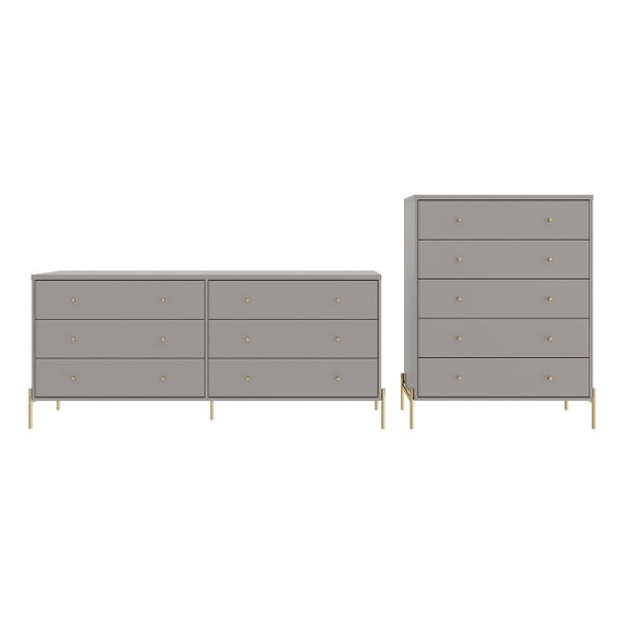 Manhattan Comfort Jasper Tall Dresser and Double Wide Dresser Set of 2 ...