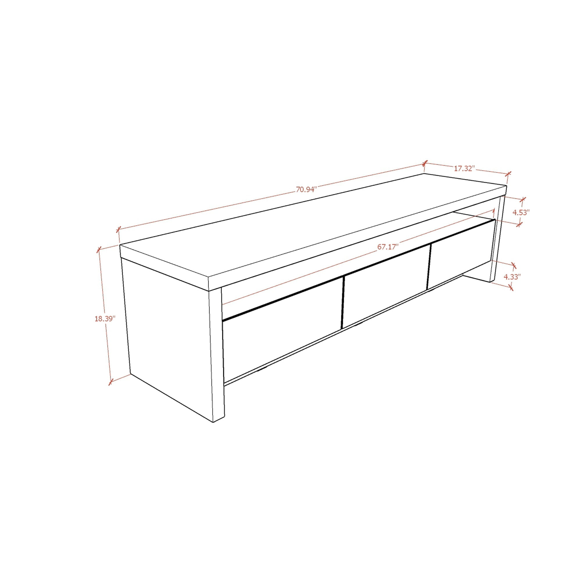 Manhattan Comfort Sylvan 70.86" TV Stand with 3-Drawers in White 224053 ...