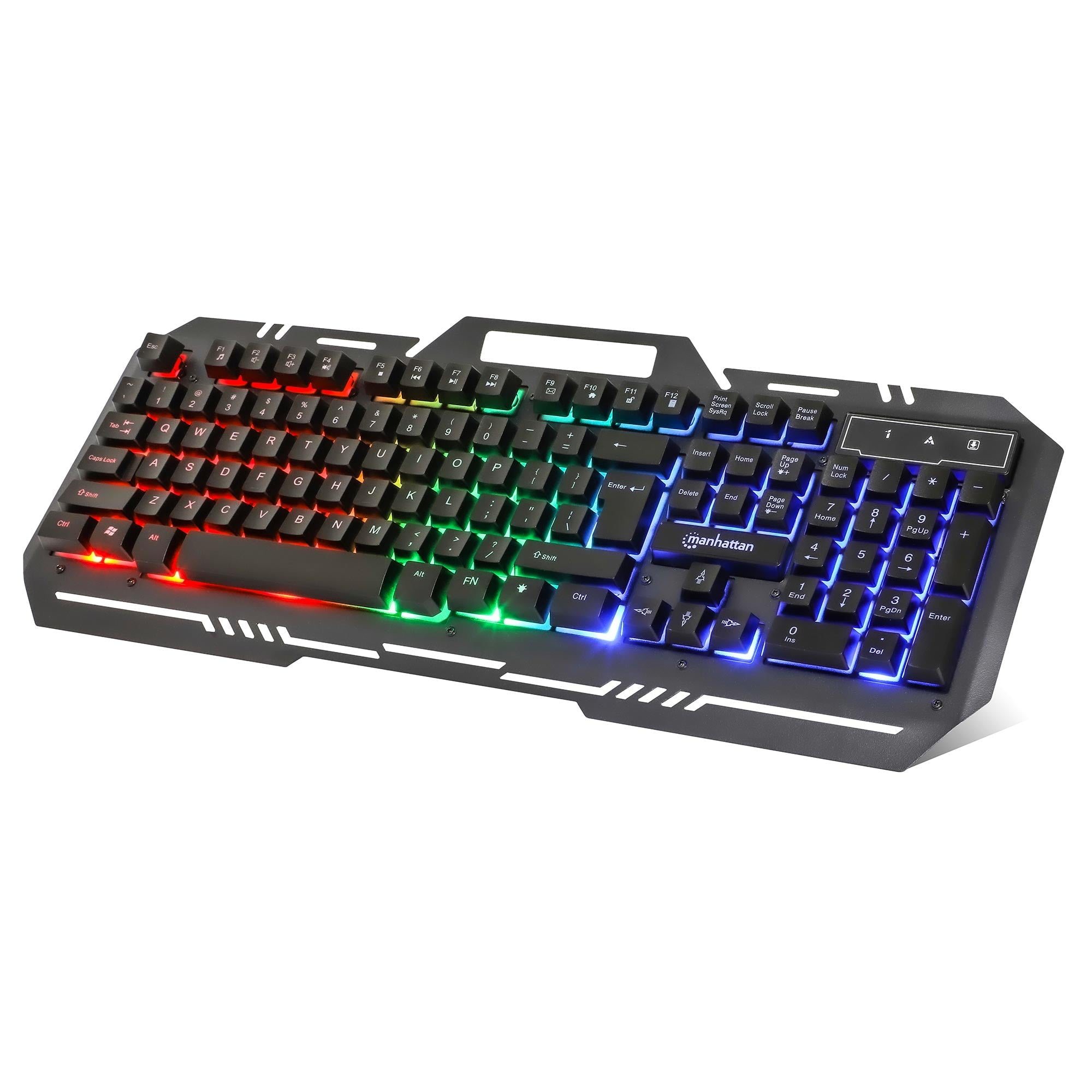 Manhattan RGB Backlit USB Gaming Keyboard - Metal Base, IPX4, Phone ...