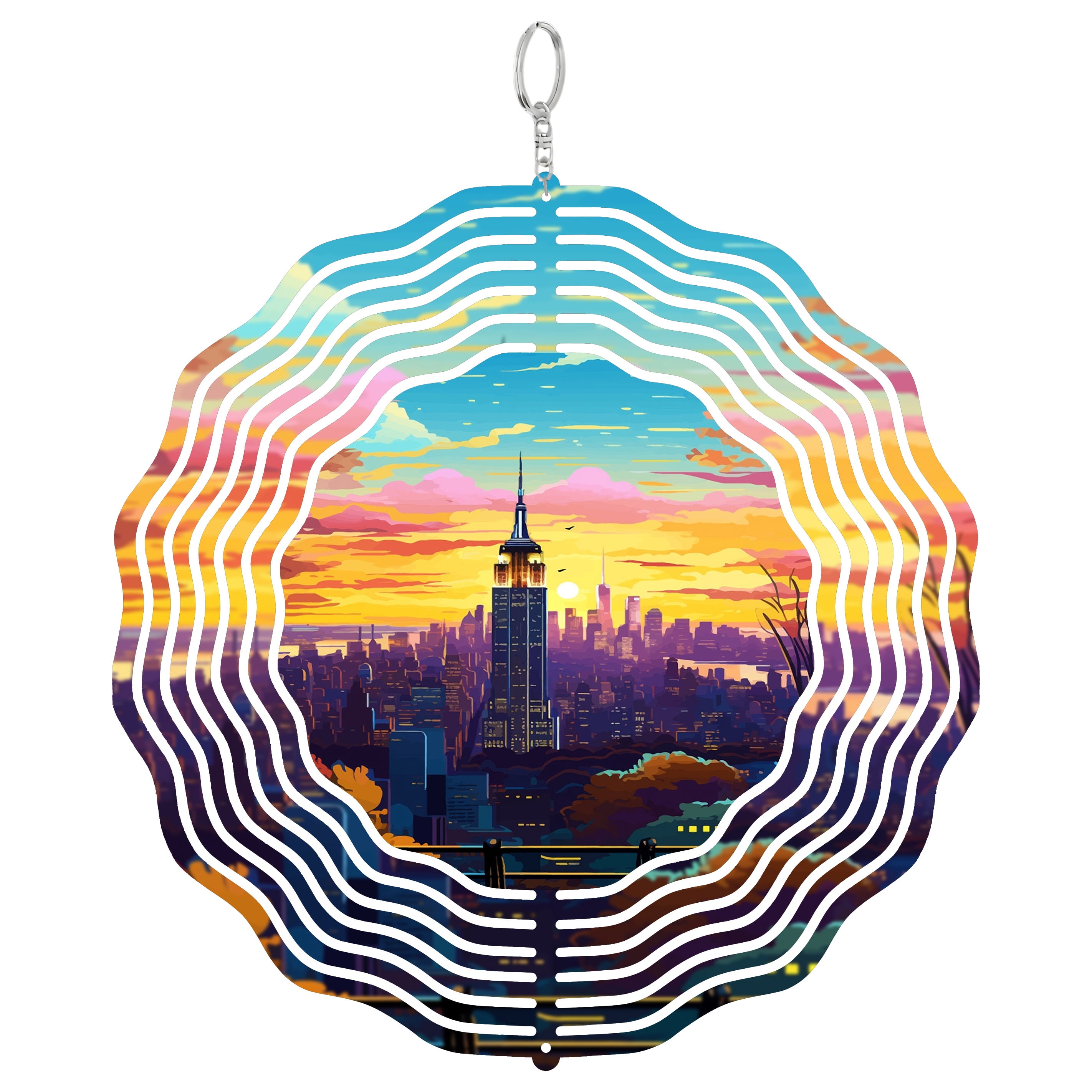 Manhattan NYC Skyline 3D Wind Spinner Urban Metal Yard Decor - Walmart.com