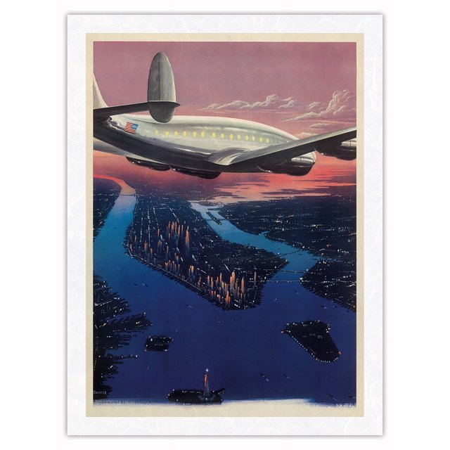 Manhattan New York City - Vintage Airline Travel Poster by Frank ...