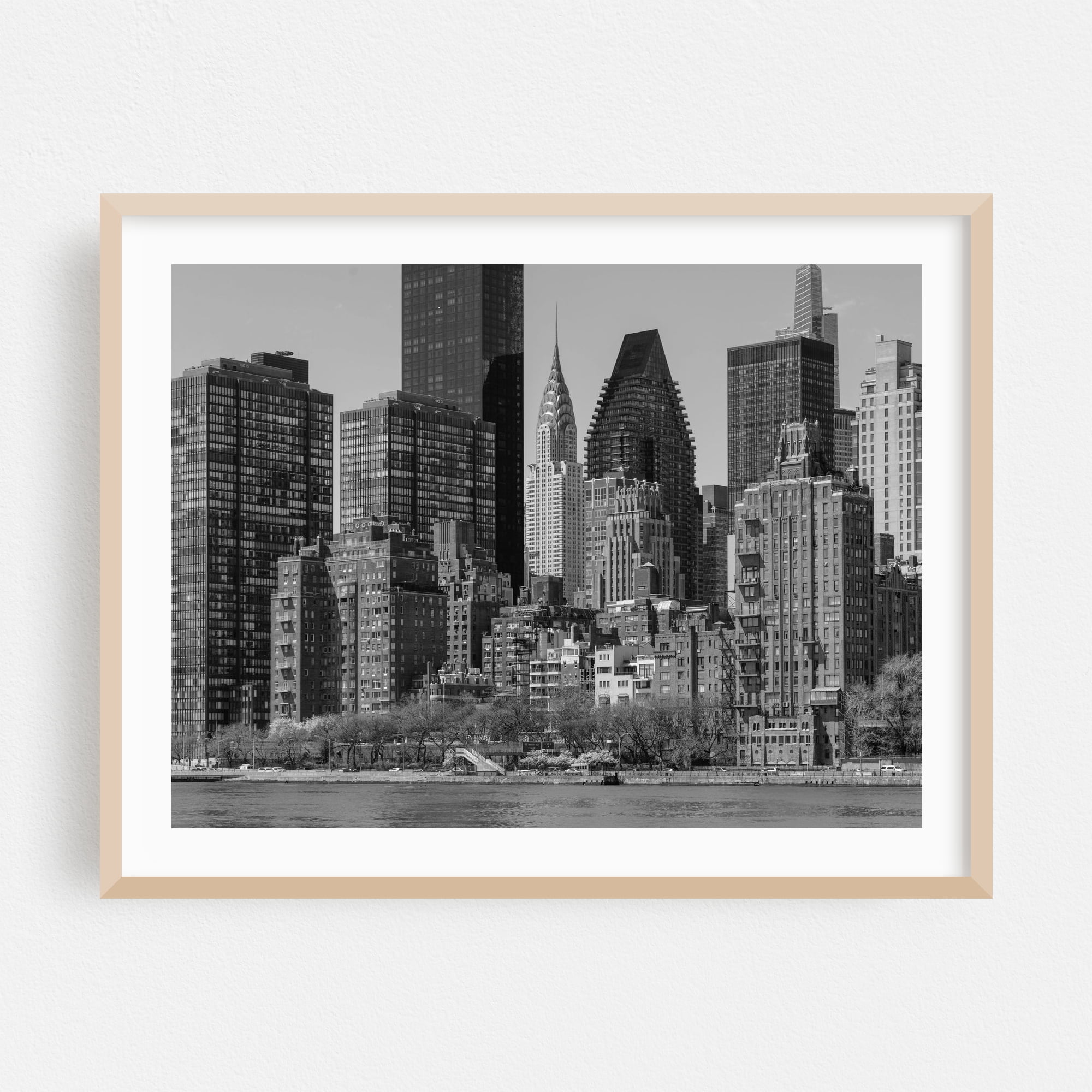 Manhattan from Roosevelt Island 01 B&W - Manhattan New York Photography Black and White Skyline ...