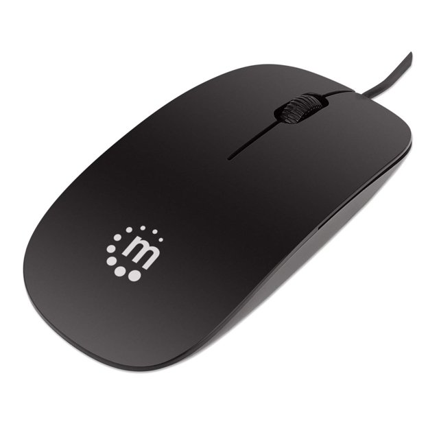 Manhattan Silhouette Optical Mouse USB, Three Buttons with Scroll Wheel, 1000 dpi, Black ...