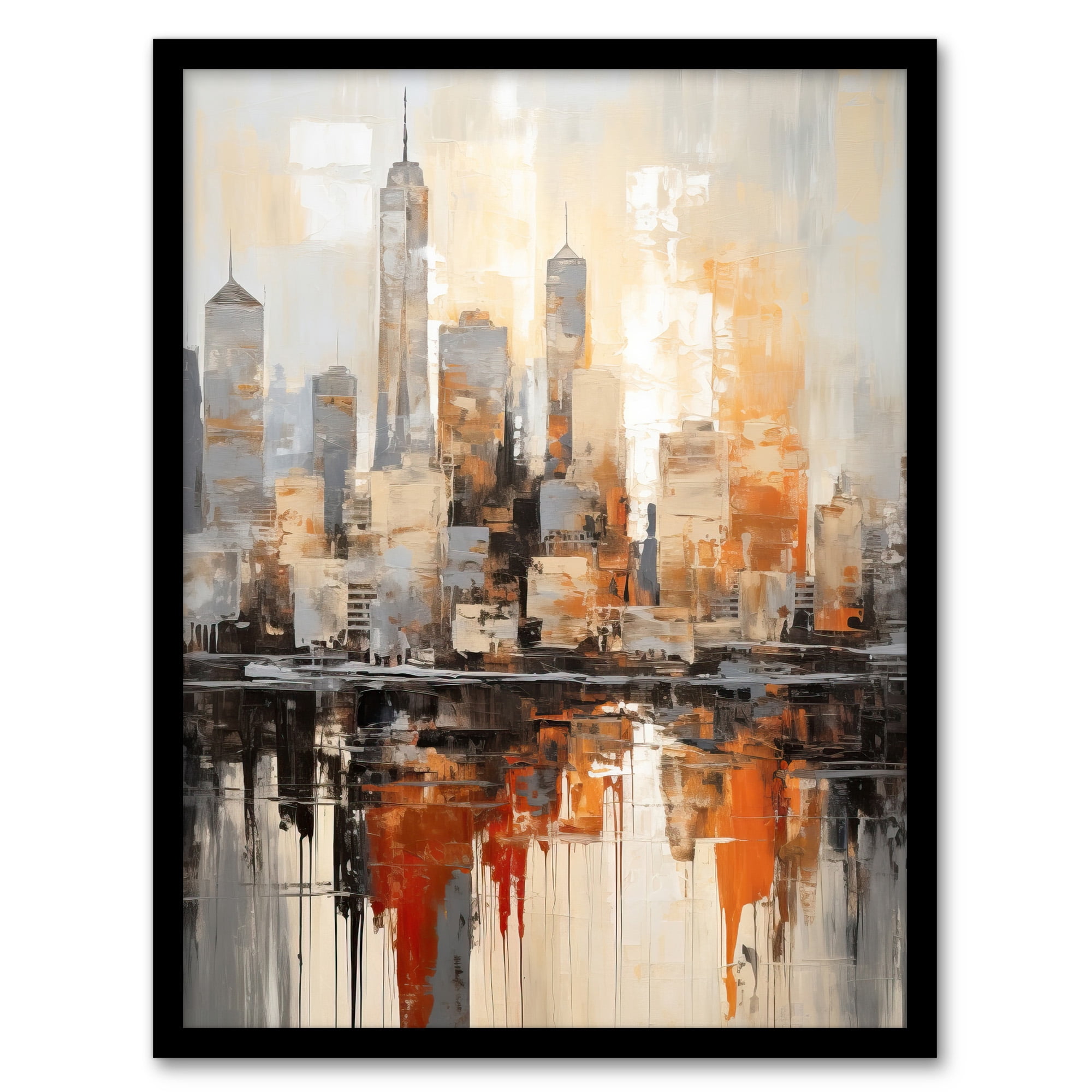 Manhattan Skyline Oil Painting By M Hinge Geometric Heavy Palette Knife ...