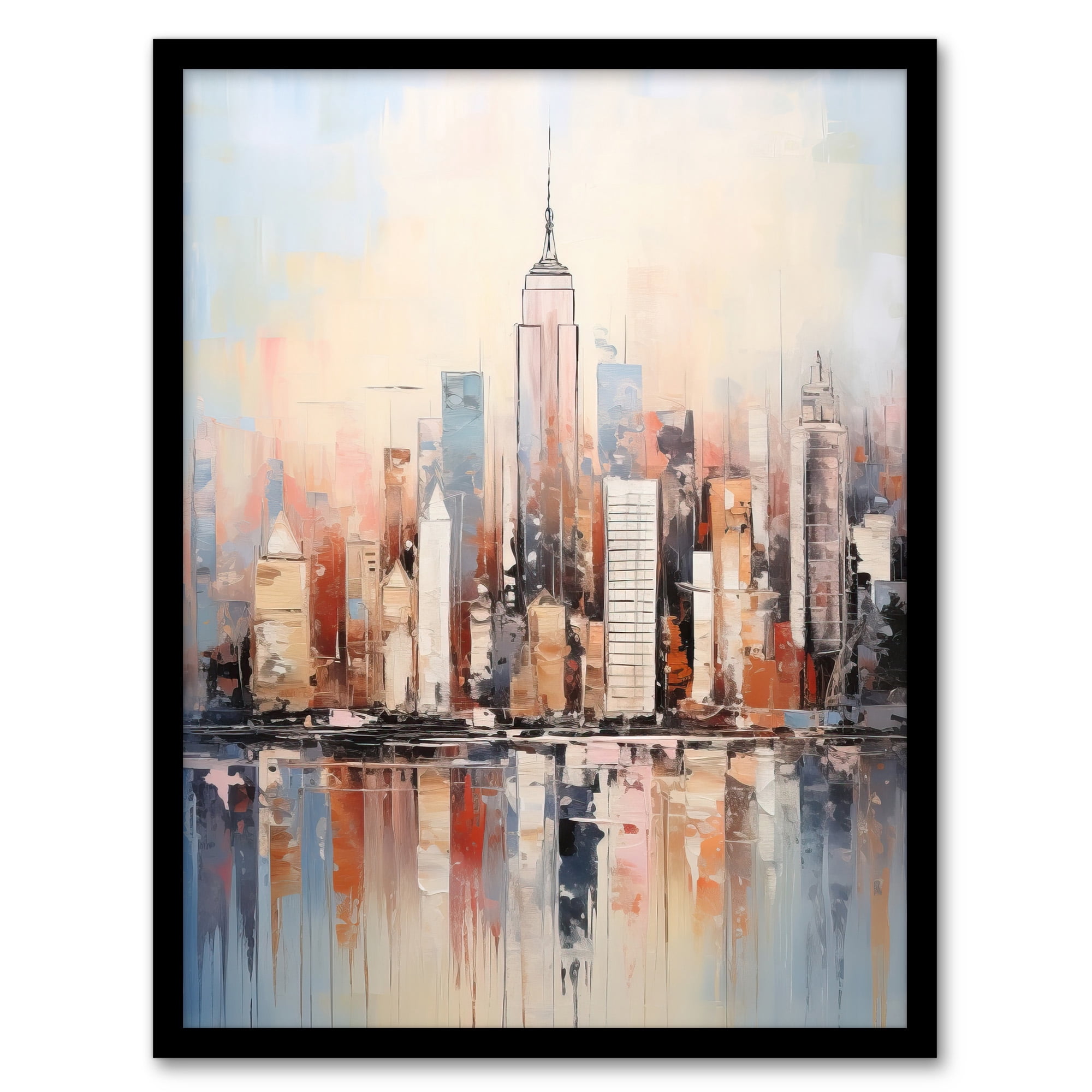 Manhattan Skyscraper Reflections Oil Painting By M Hinge Thick Oils ...