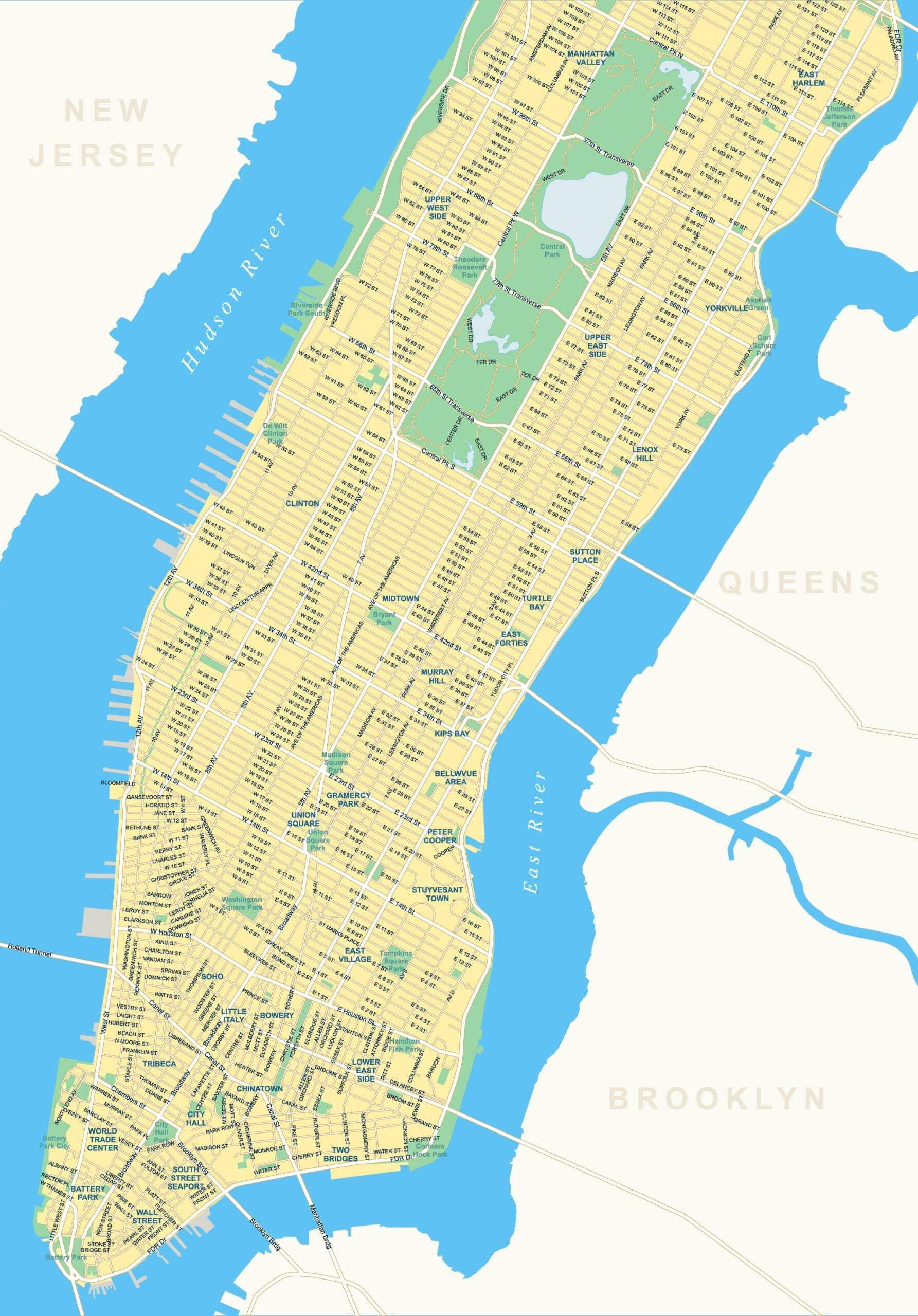Manhattan Street Map Nyc Poster Picture Photo Print Banner ...