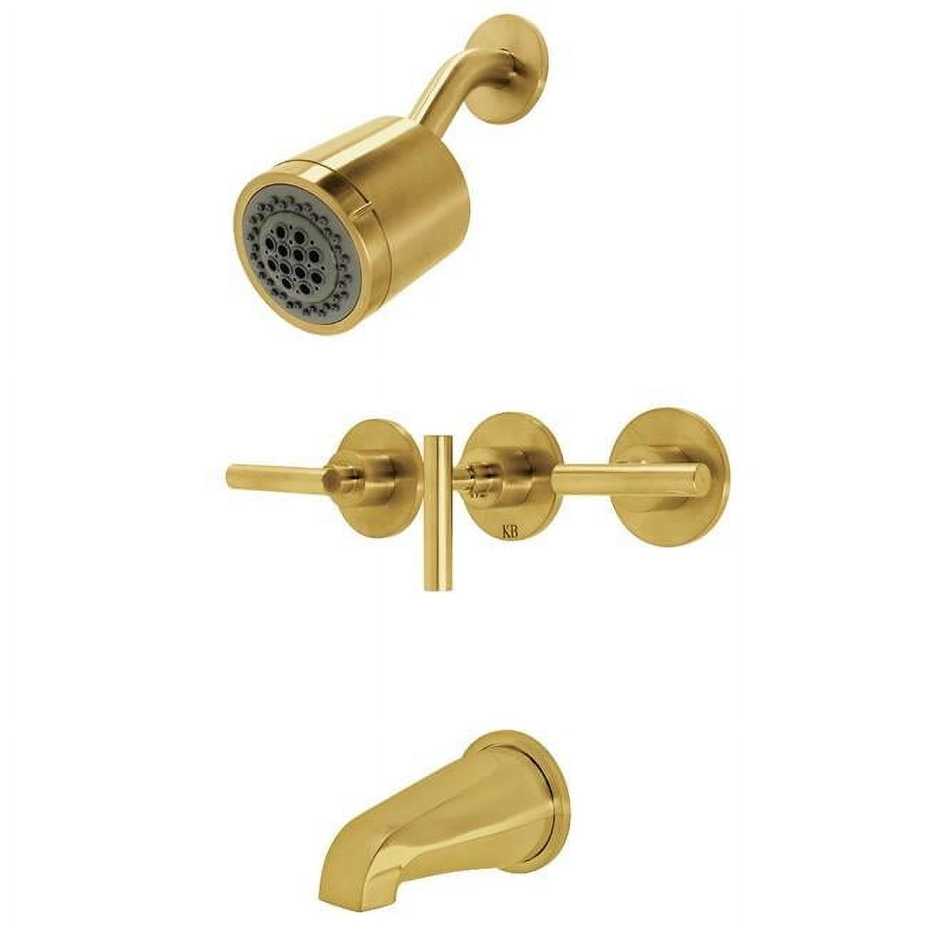 Manhattan Three-Handle Tub & Shower Faucet - Brushed Brass - Walmart.com