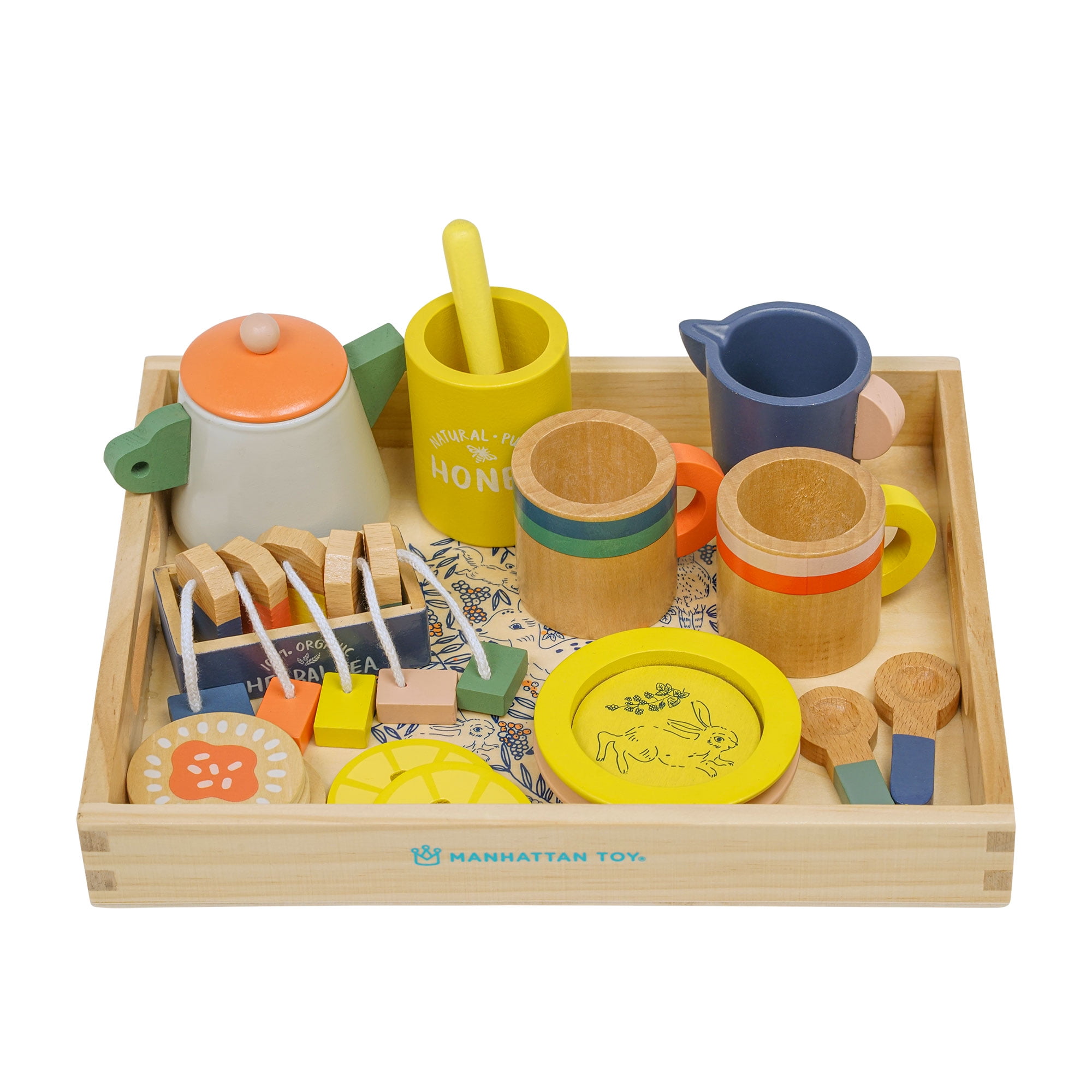 Manhattan Toy Kids Pretend Wooden Tea Party Playset, 23-Piece Pretend ...