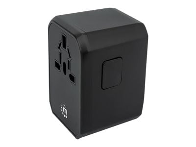 Manhattan Wall/Power Travel Adapter, Wall Charger plus 1x USB-C and 3x ...