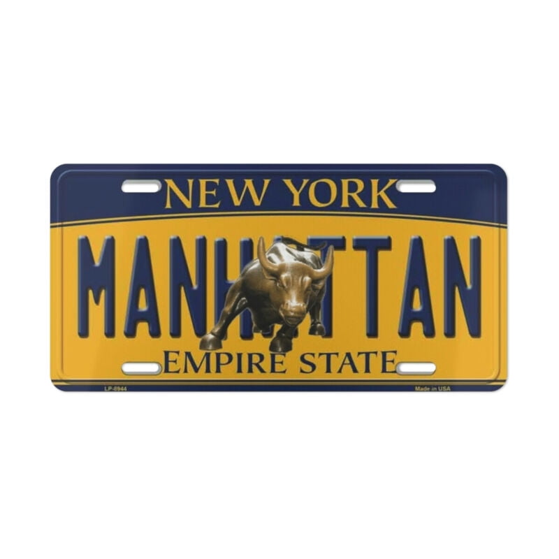 Manhattan Wall Streets Charging Bull Vanity License Plate - Aluminum ...
