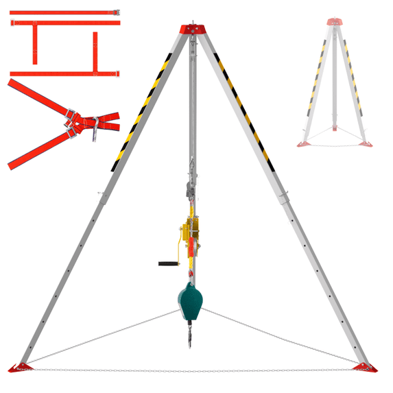 Manhole Tripod, with 1800 lbs Lifting Winch and Harness, Auto-Lock ...