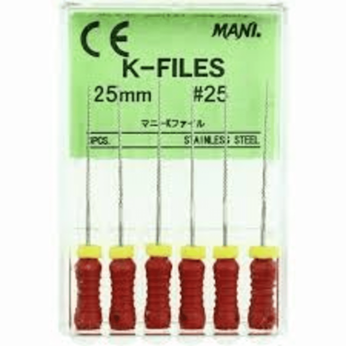 Mani MK2525 K-File with Plastic Handle & Endo Stop 25mm 0.02 Taper #25 ...