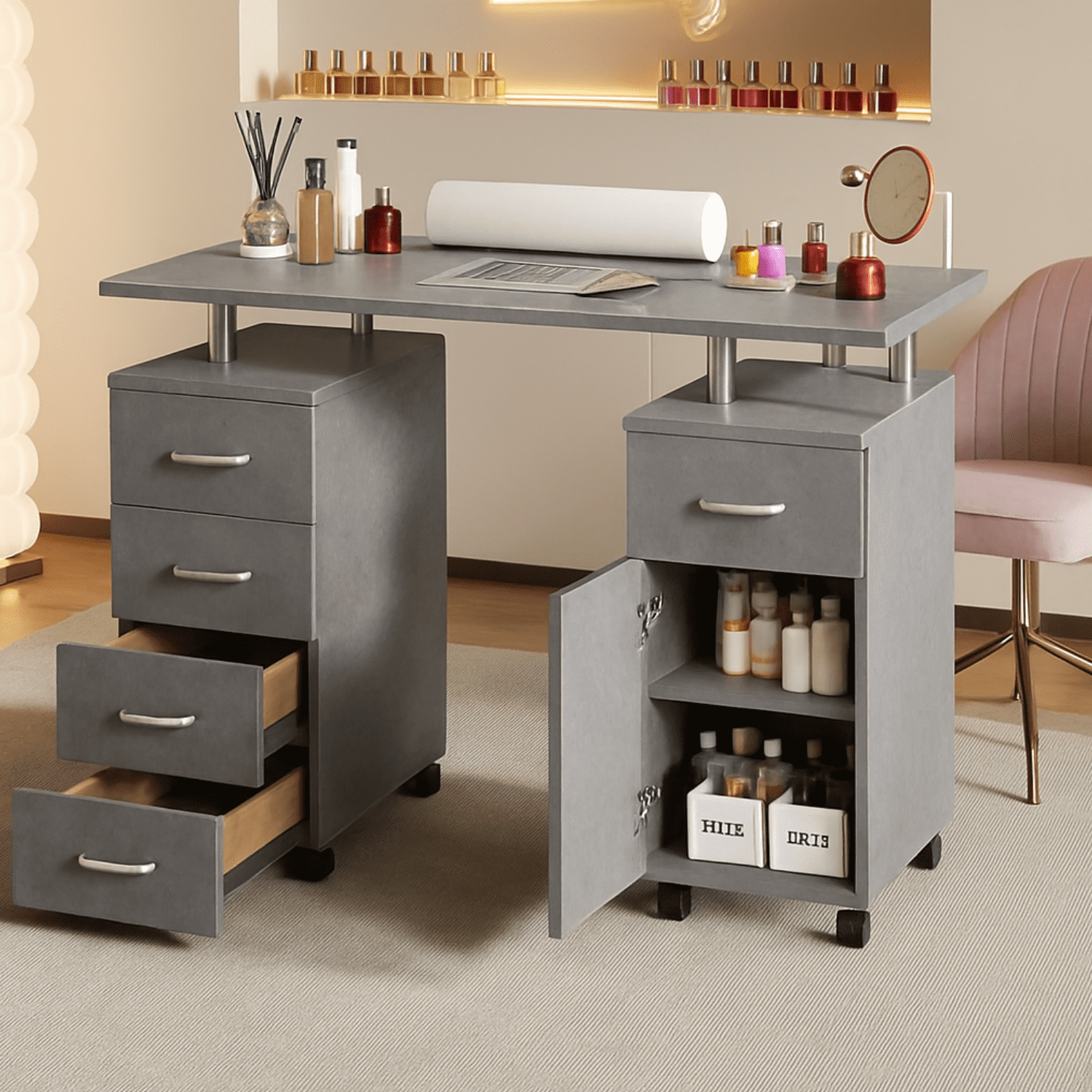 Manicure Nail Table Station with Electric Downdraft Vent,Versatile Nail ...