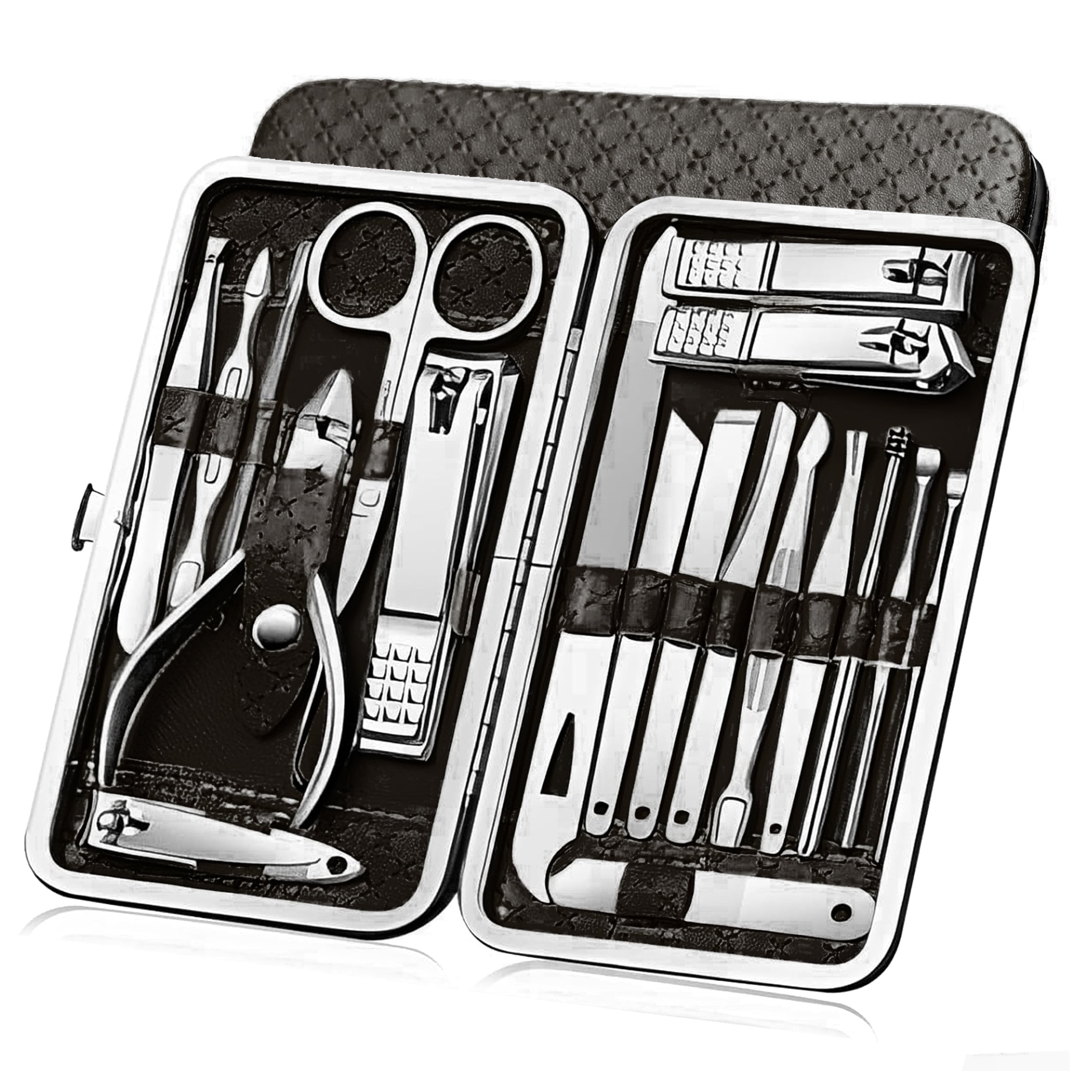 19 PCS Nail Clippers Manicure Set, Stainless Steel Professional ...